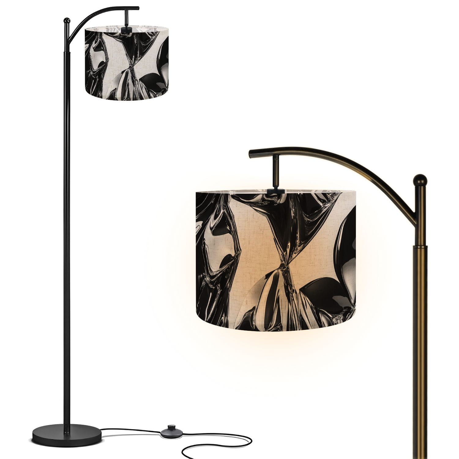Arc Floor Lamp with Remote, Dimmable Bulb, Art Deco Arched Floor lamp ...