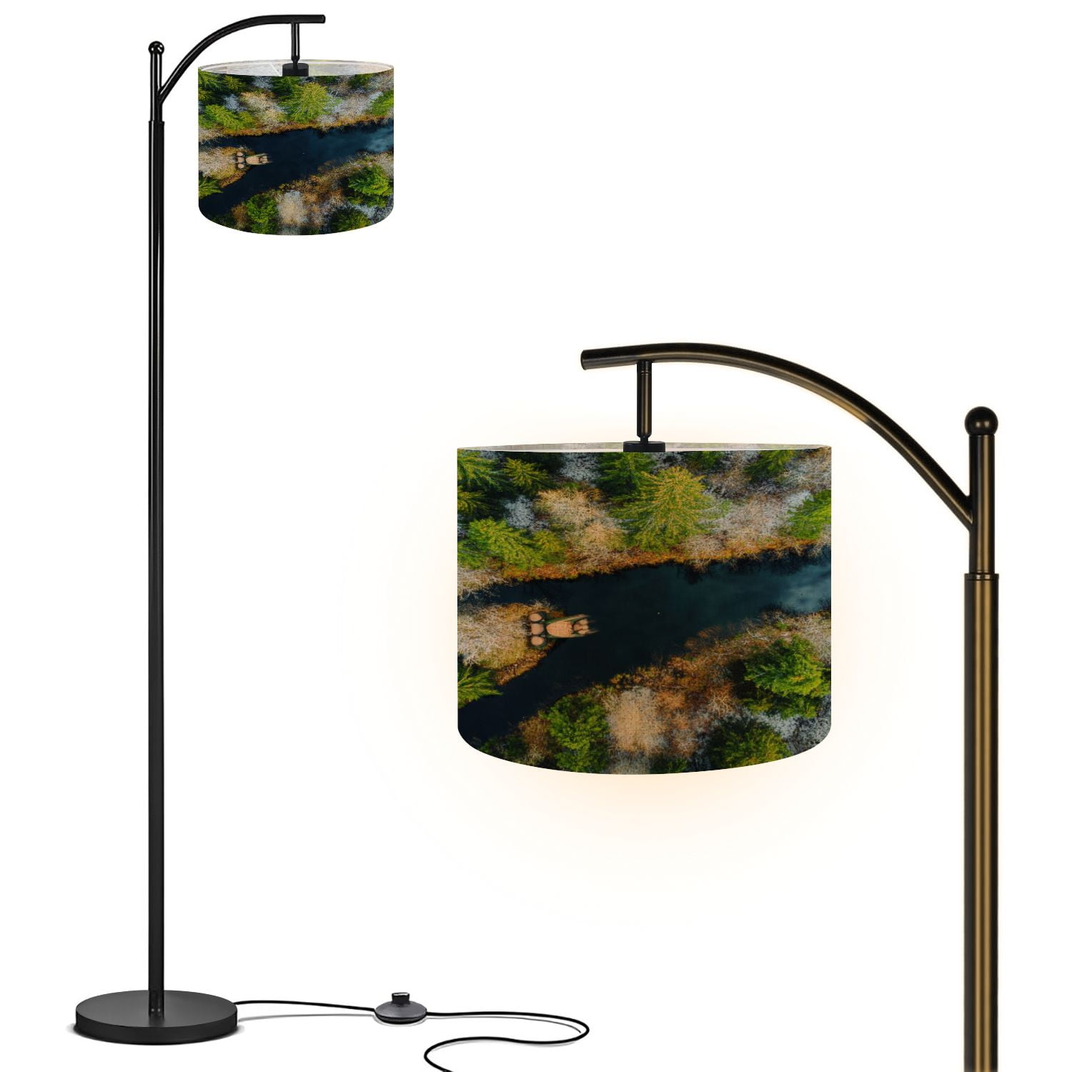 Arc Floor Lamp with Remote, Dimmable Bulb, Art Deco Arched Floor lamp ...