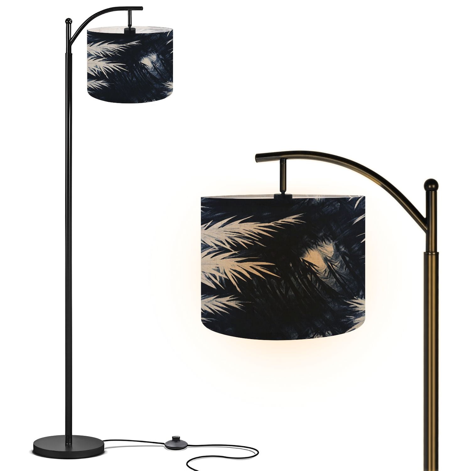 Arc Floor Lamp with Remote, Dimmable Bulb, Art Deco Arched Floor lamp ...