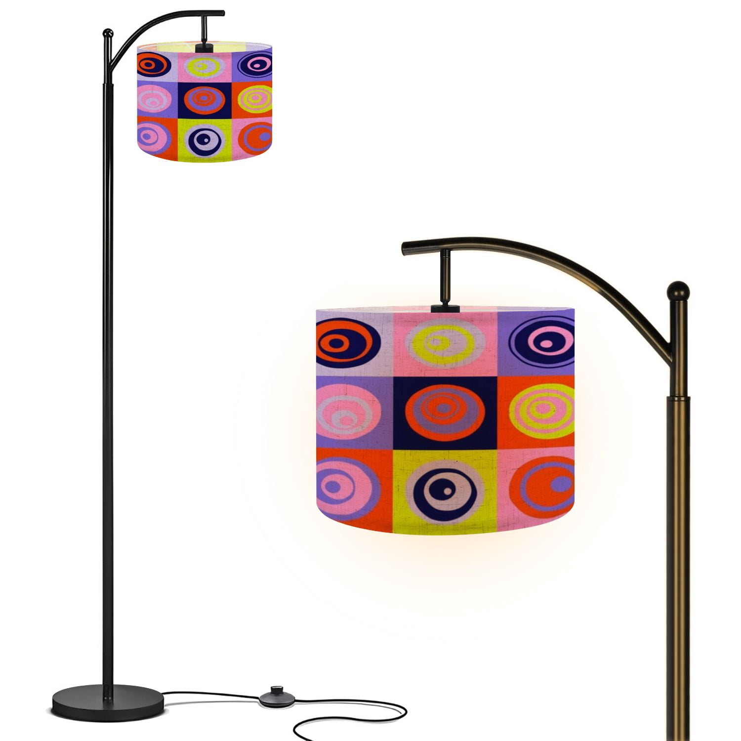 Arc Floor Lamp with Remote, Dimmable Bulb, Art Deco Arched Floor lamp ...