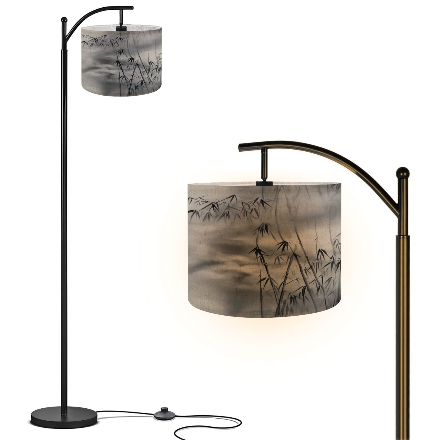 Arc Floor Lamp with Remote, Dimmable Bulb, Art Deco Arched Floor lamp ...
