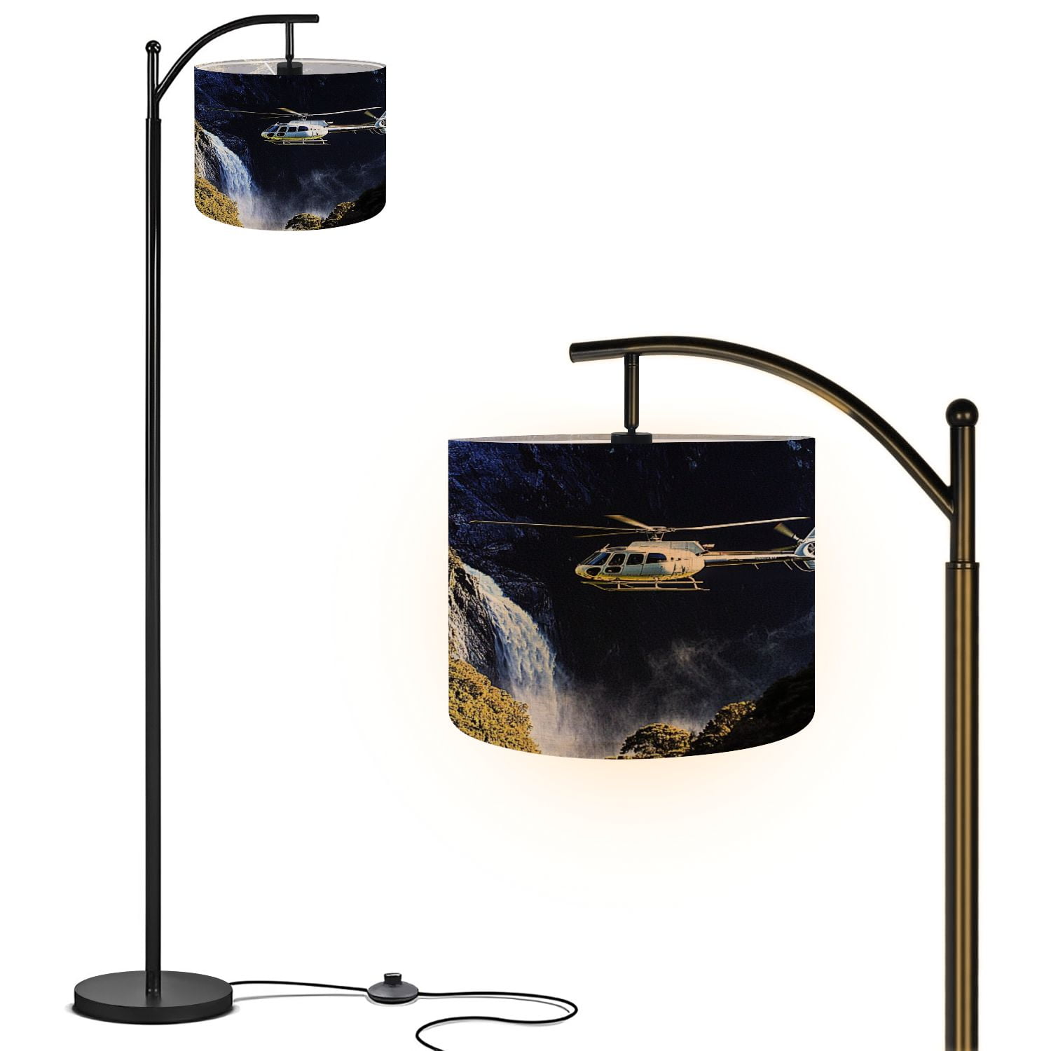 Arc Floor Lamp with Remote, Dimmable Bulb, Art Deco Arched Floor lamp ...