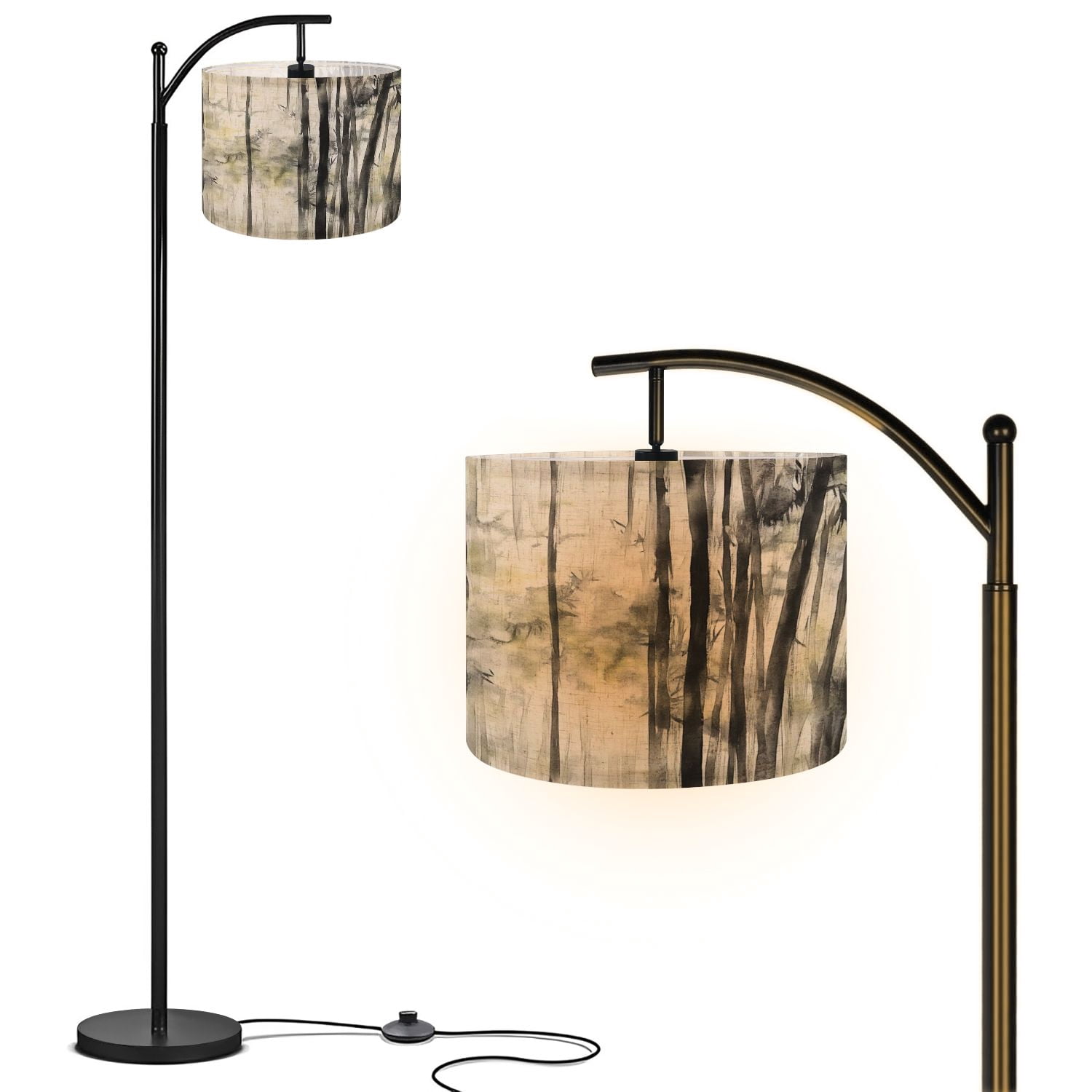 Arc Floor Lamp with Remote, Dimmable Bulb, Art Deco Arched Floor lamp ...