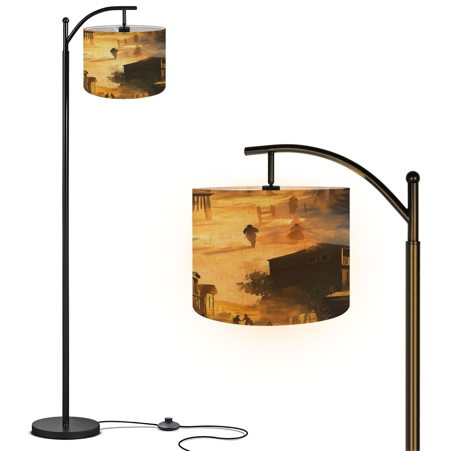 Arc Floor Lamp with Remote, Dimmable Bulb, Art Deco Arched Floor lamp ...