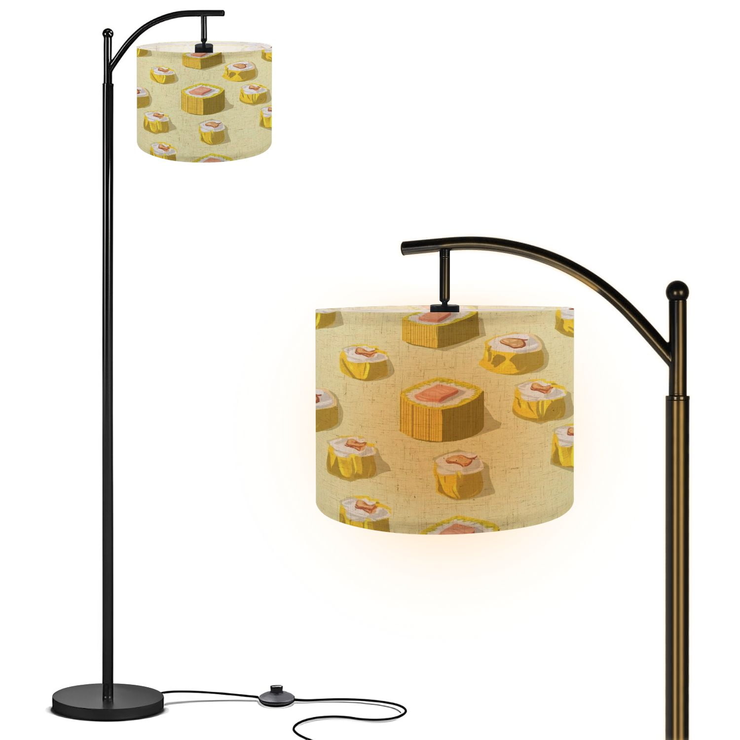 Arc Floor Lamp with Remote, Dimmable Bulb, Art Deco Arched Floor lamp ...