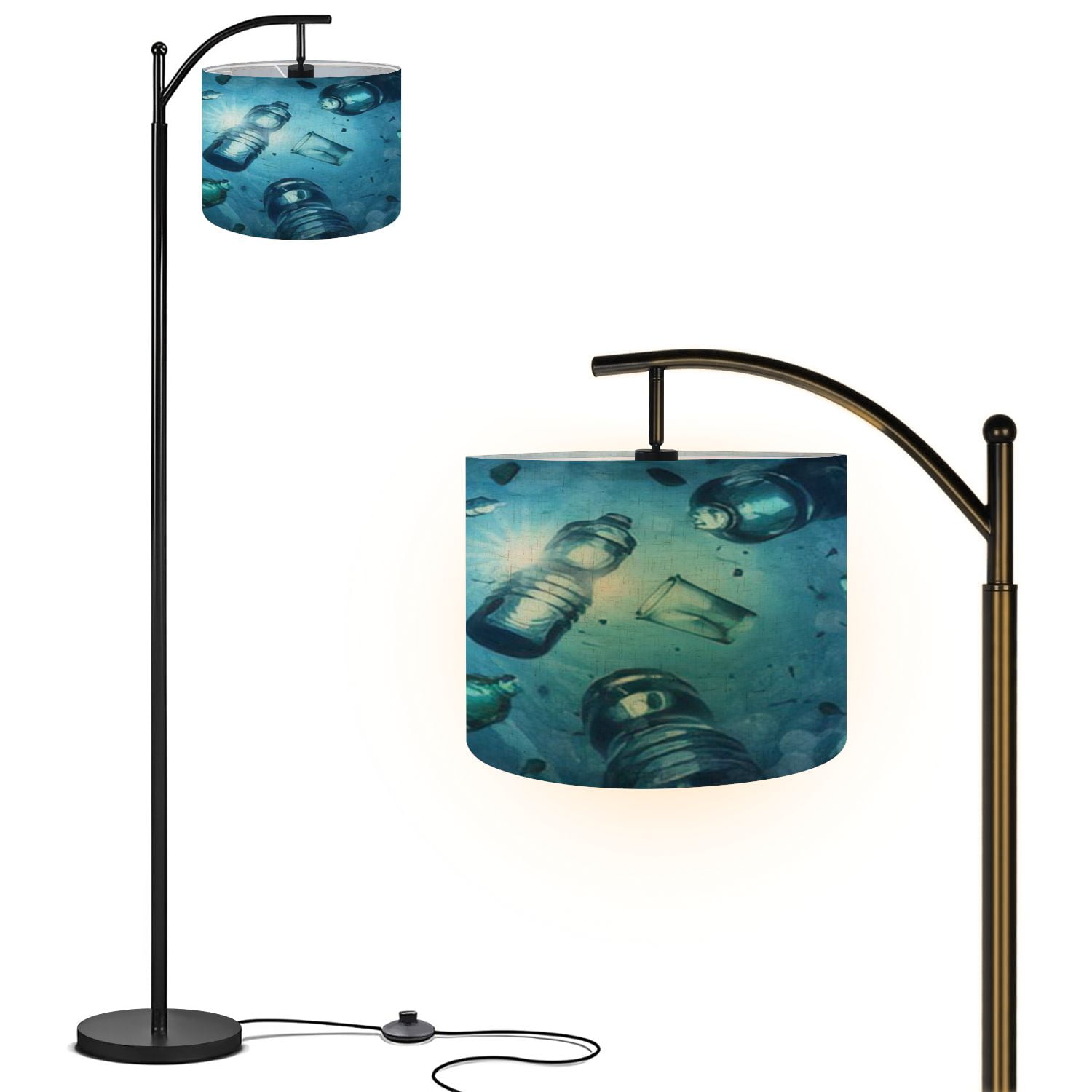 Arc Floor Lamp with Remote, Dimmable Bulb, Art Deco Arched Floor lamp ...