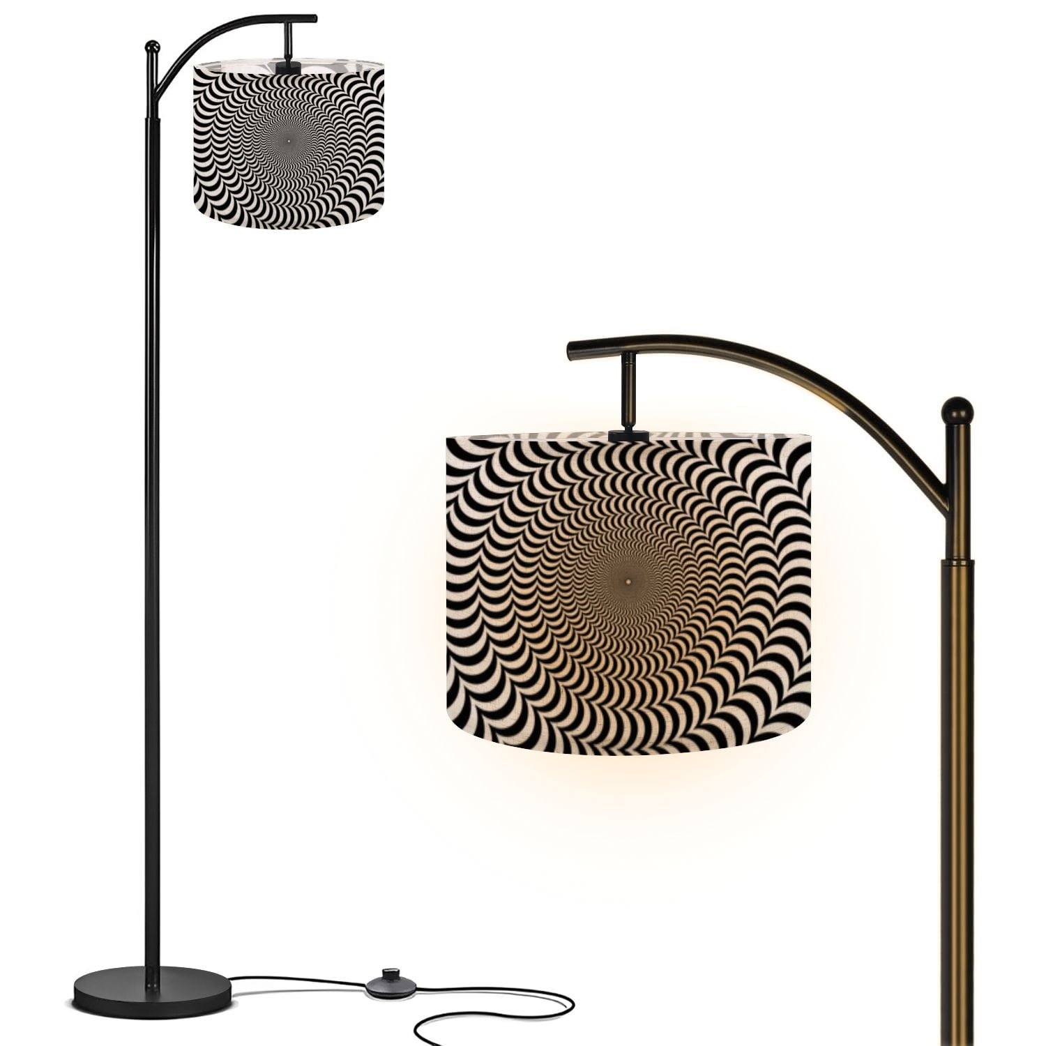 Arc Floor Lamp with Remote, Dimmable Bulb, Art Deco Arched Floor lamp ...