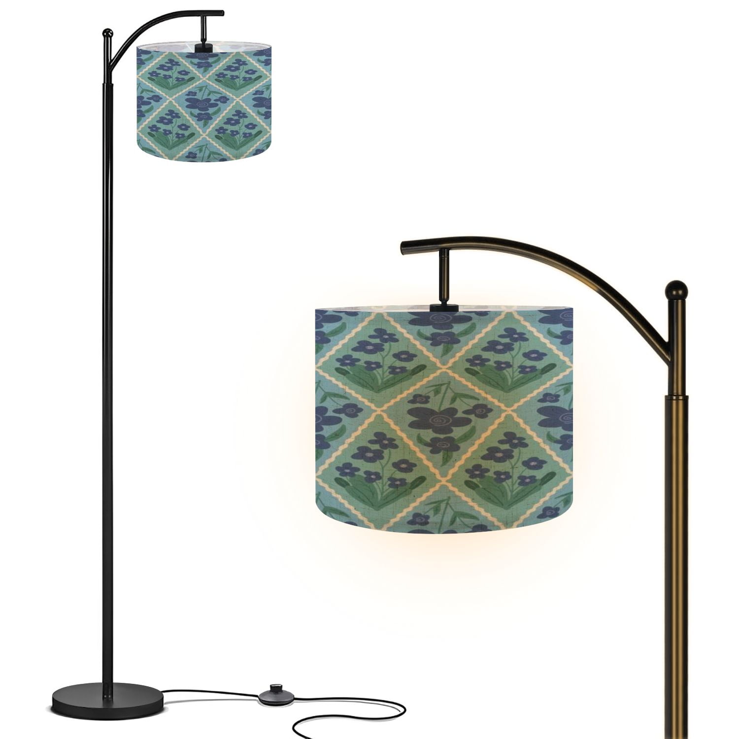 Arc Floor Lamp with Remote, Dimmable Bulb, Art Deco Arched Floor lamp ...