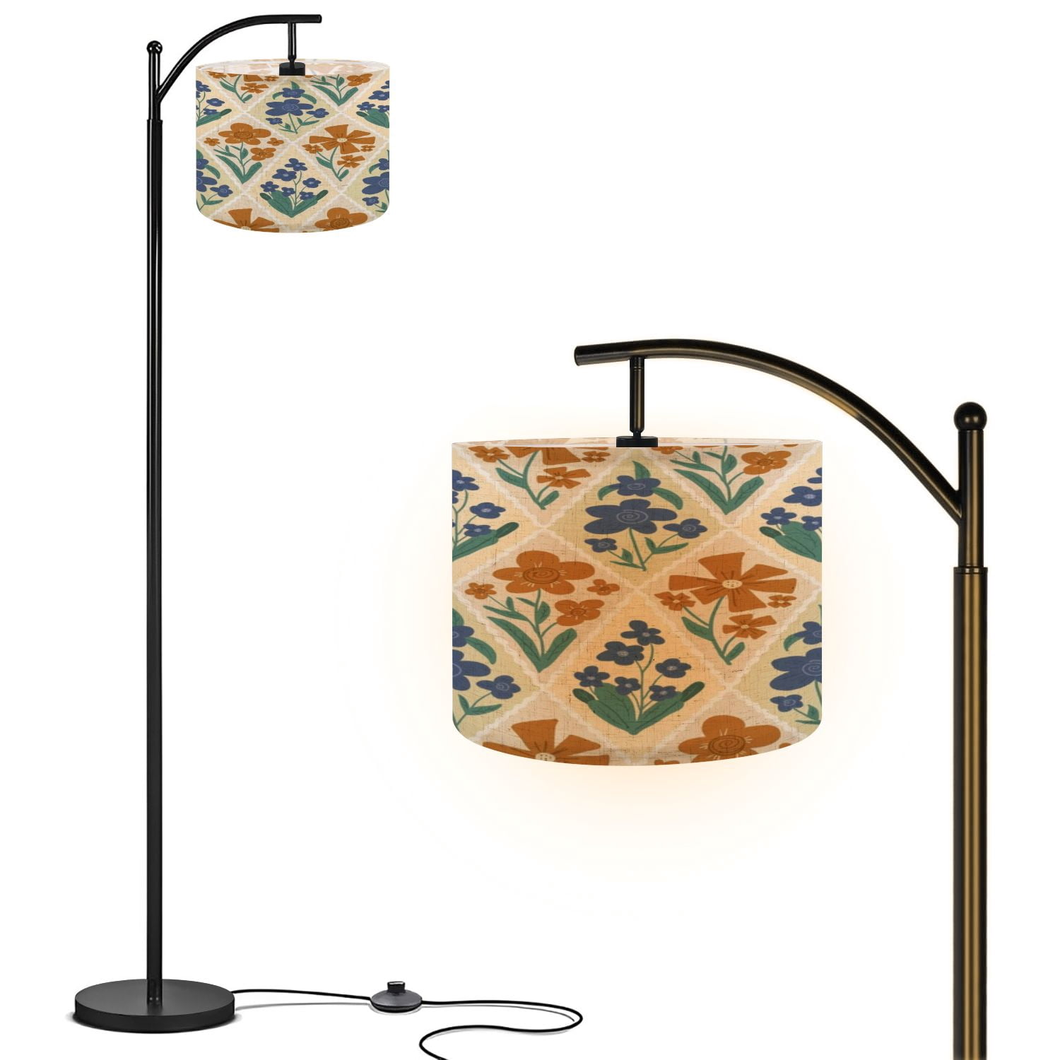 Arc Floor Lamp with Remote, Dimmable Bulb, Art Deco Arched Floor lamp ...