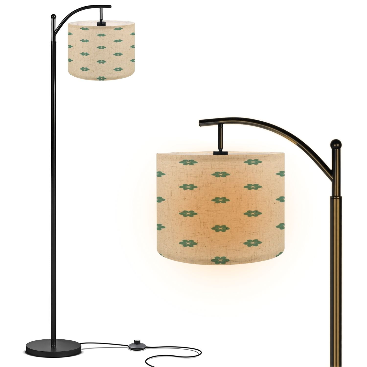 Arc Floor Lamp with Remote, Dimmable Bulb, Art Deco Arched Floor lamp ...
