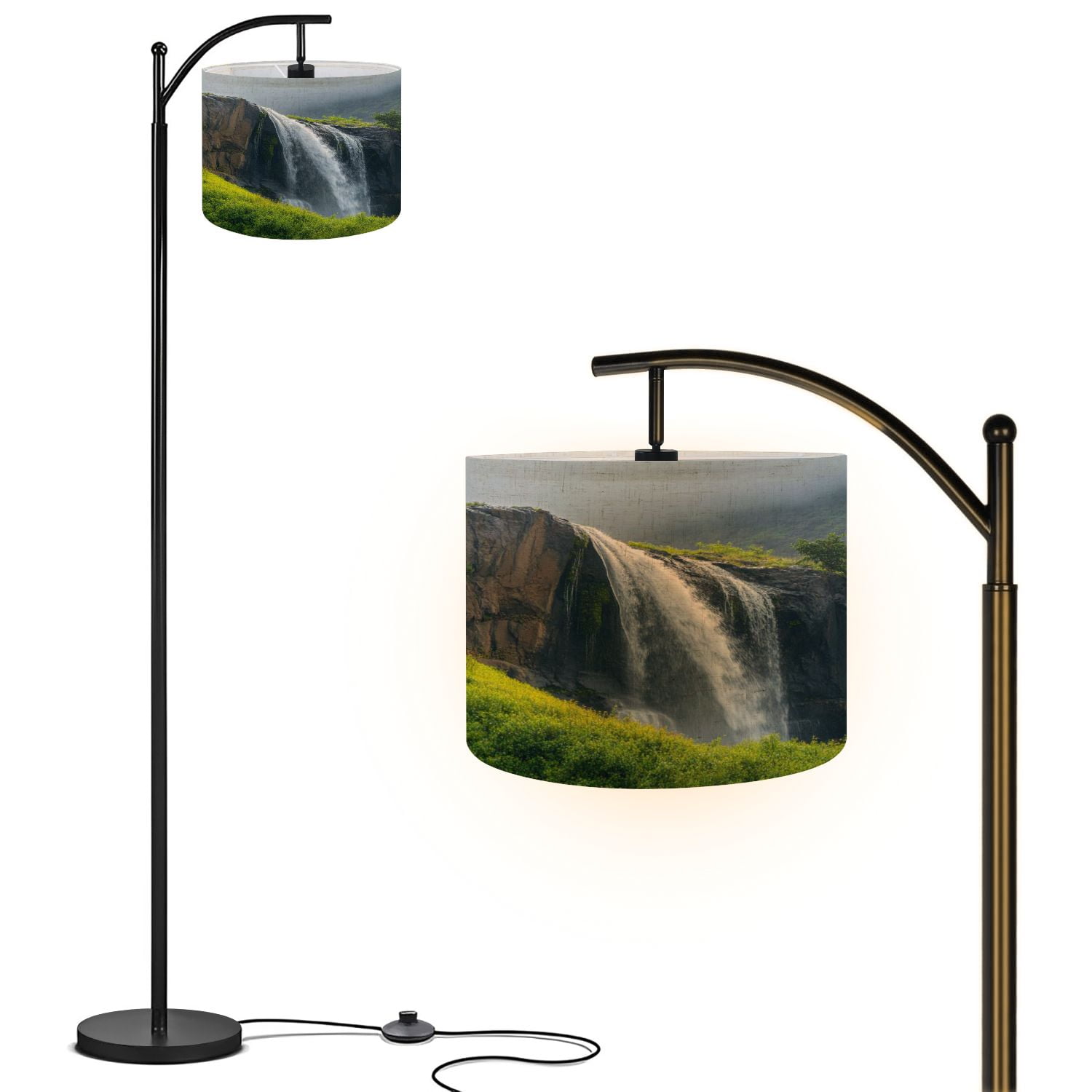 Arc Floor Lamp with Remote, Dimmable Bulb, Art Deco Arched Floor lamp ...