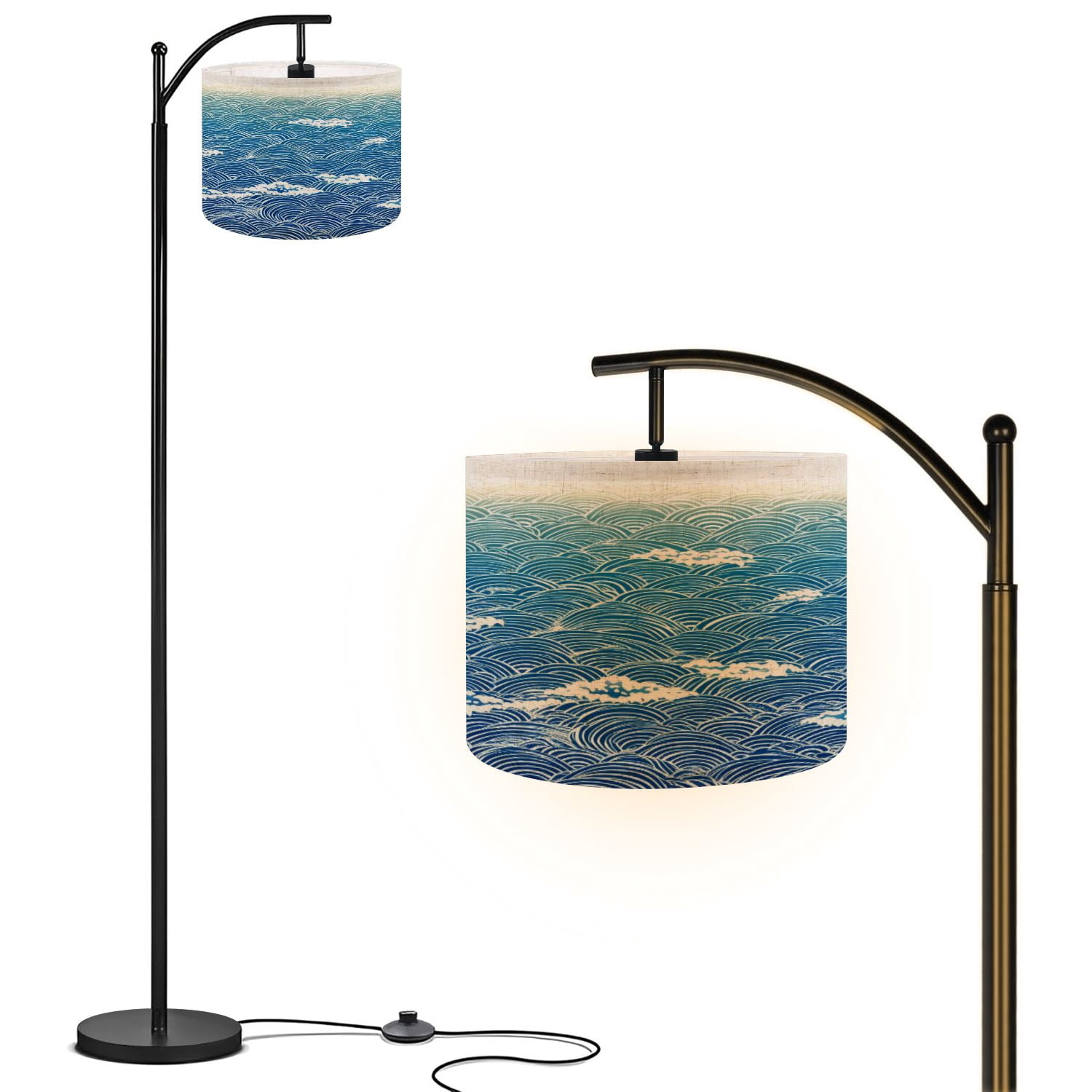 Arc Floor Lamp with Remote, Dimmable Bulb, Art Deco Arched Floor lamp ...