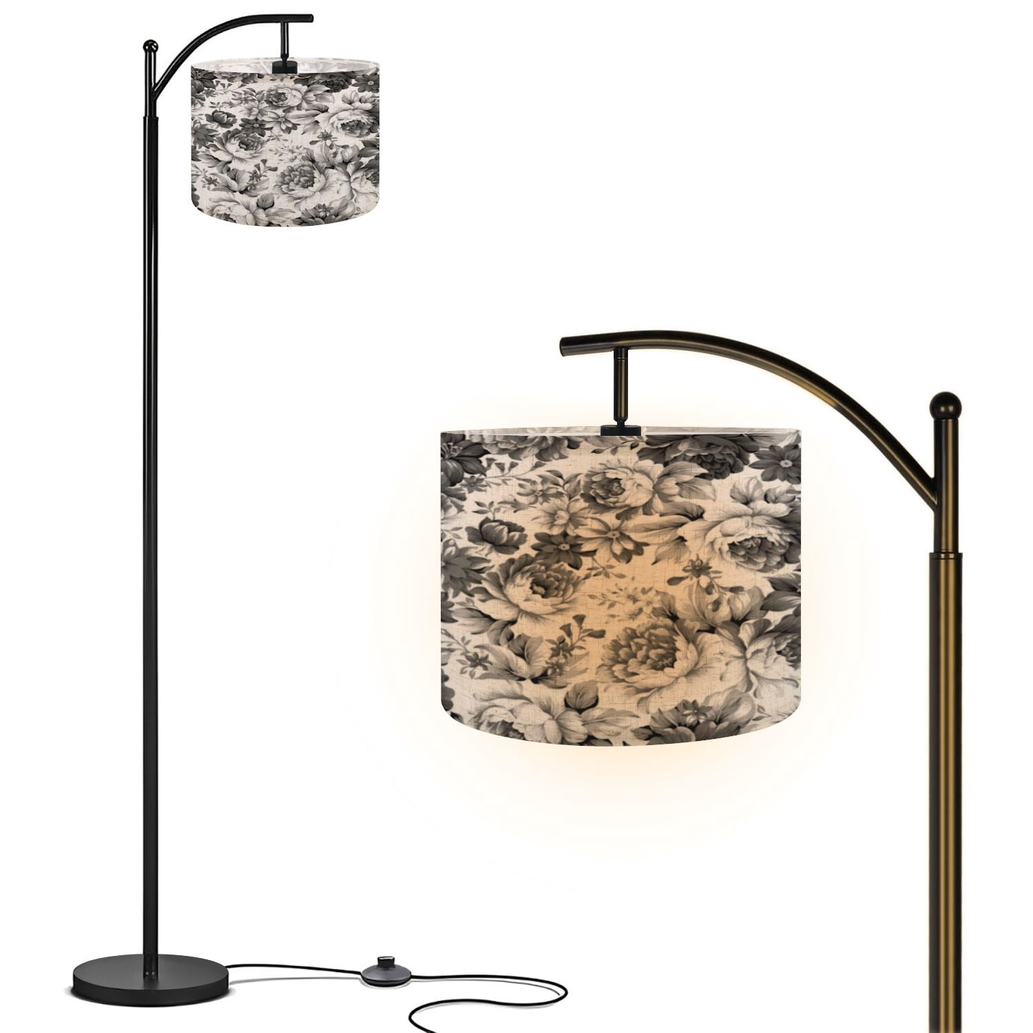 Arc Floor Lamp with Remote, Dimmable Bulb, Art Deco Arched Floor lamp ...