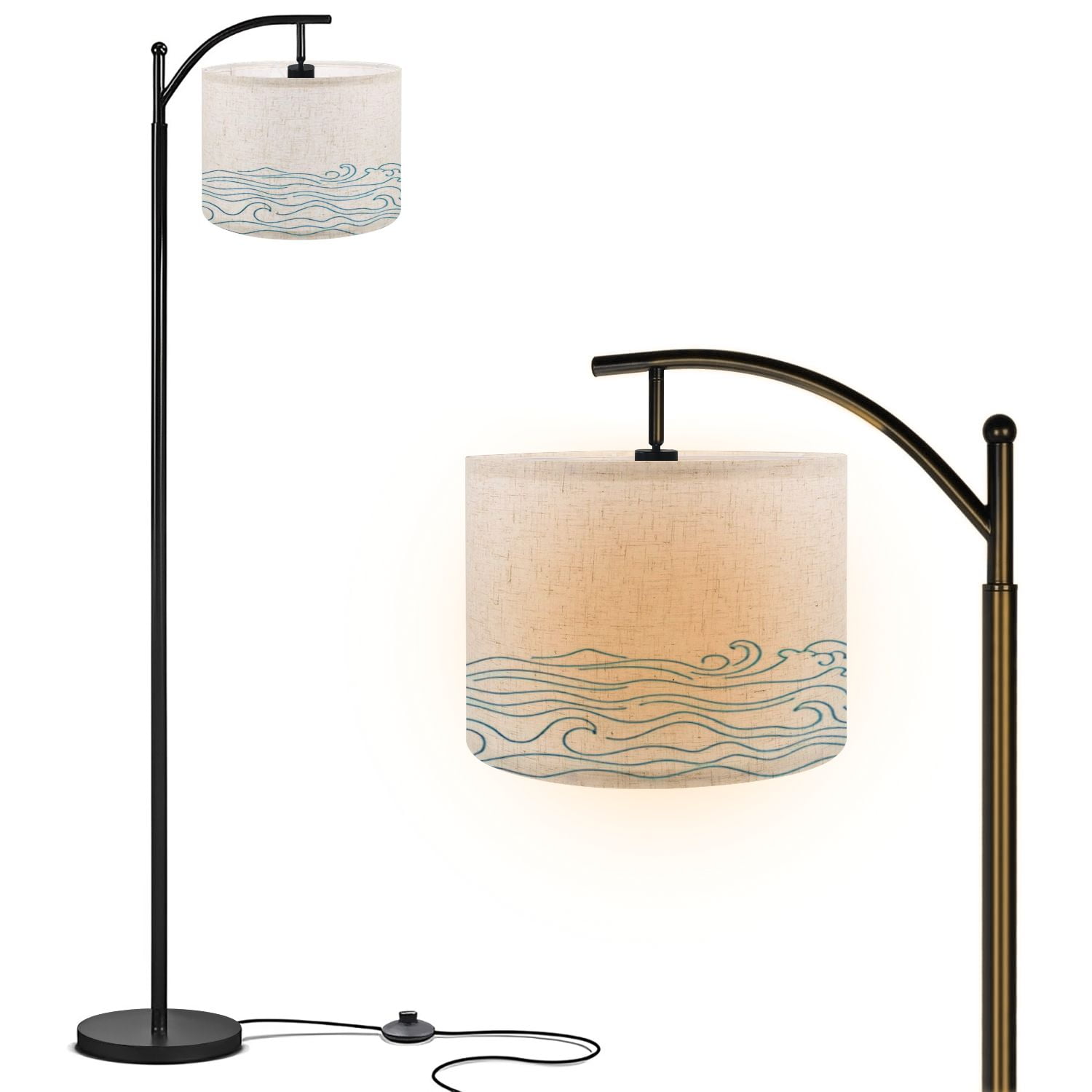 Arc Floor Lamp with Remote, Dimmable Bulb, Art Deco Arched Floor lamp ...