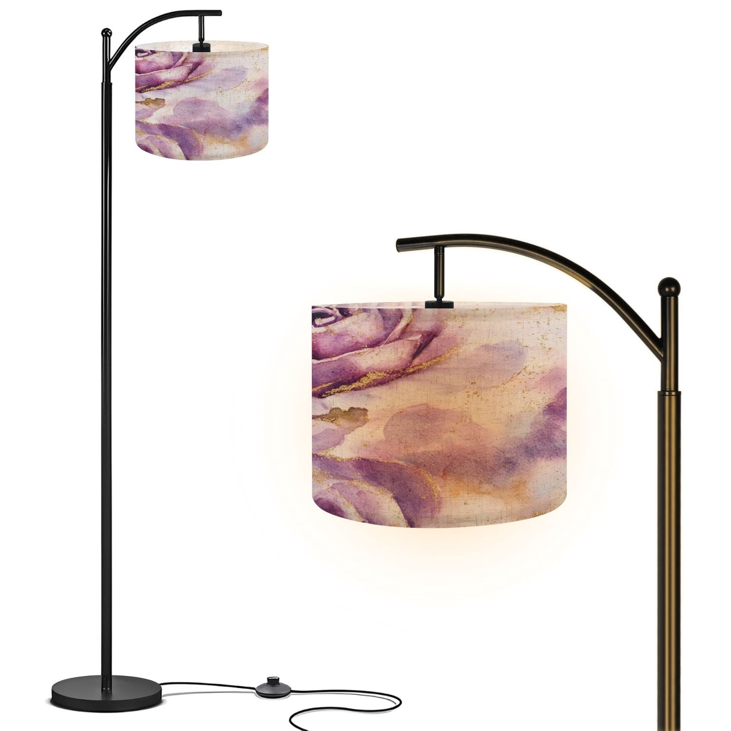 Arc Floor Lamp with Remote, Dimmable Bulb, Art Deco Arched Floor lamp ...