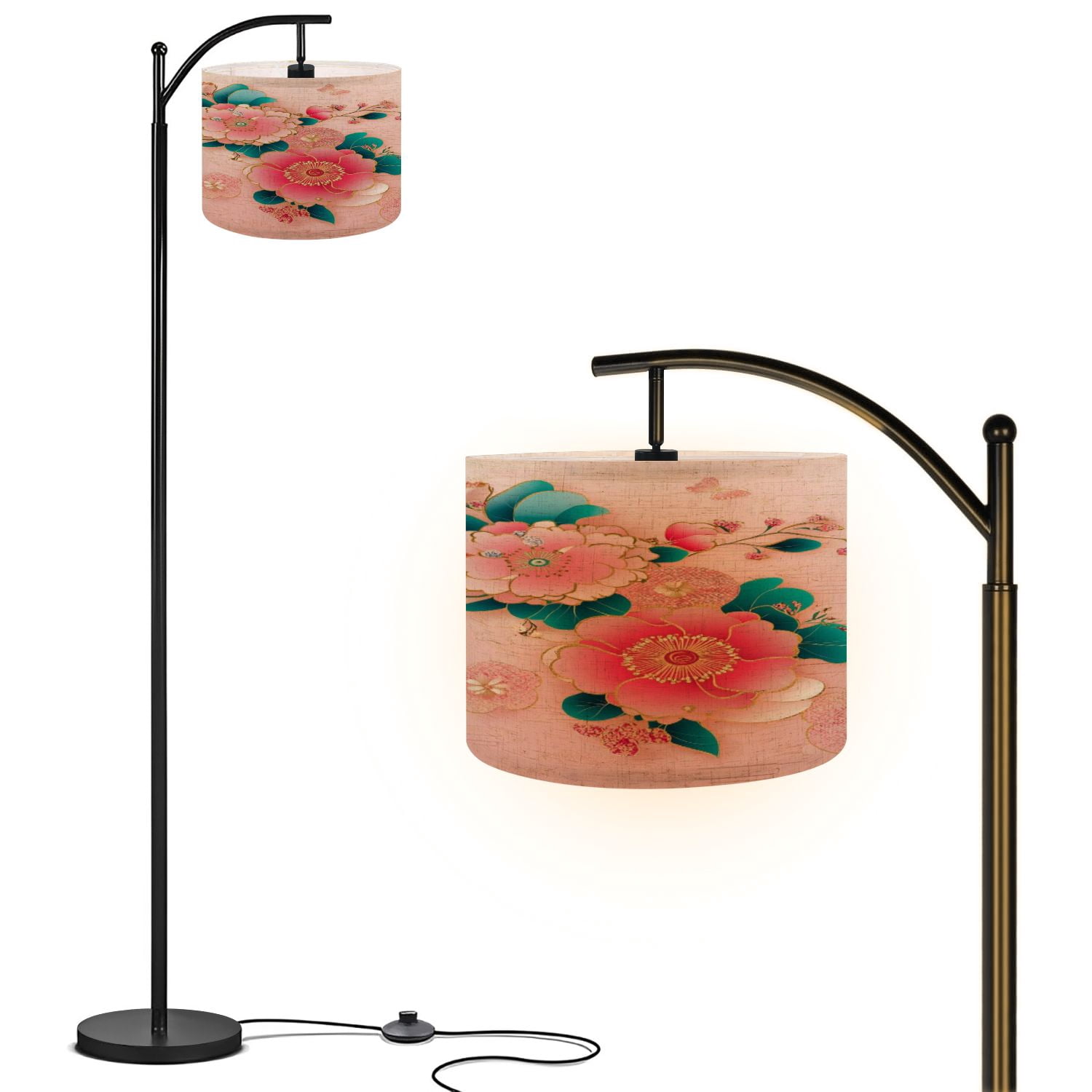 Arc Floor Lamp with Remote, Dimmable Bulb, Art Deco Arched Floor lamp ...