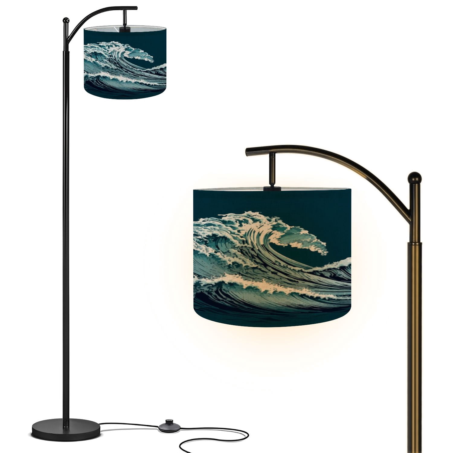 Arc Floor Lamp with Remote, Dimmable Bulb, Art Deco Arched Floor lamp ...