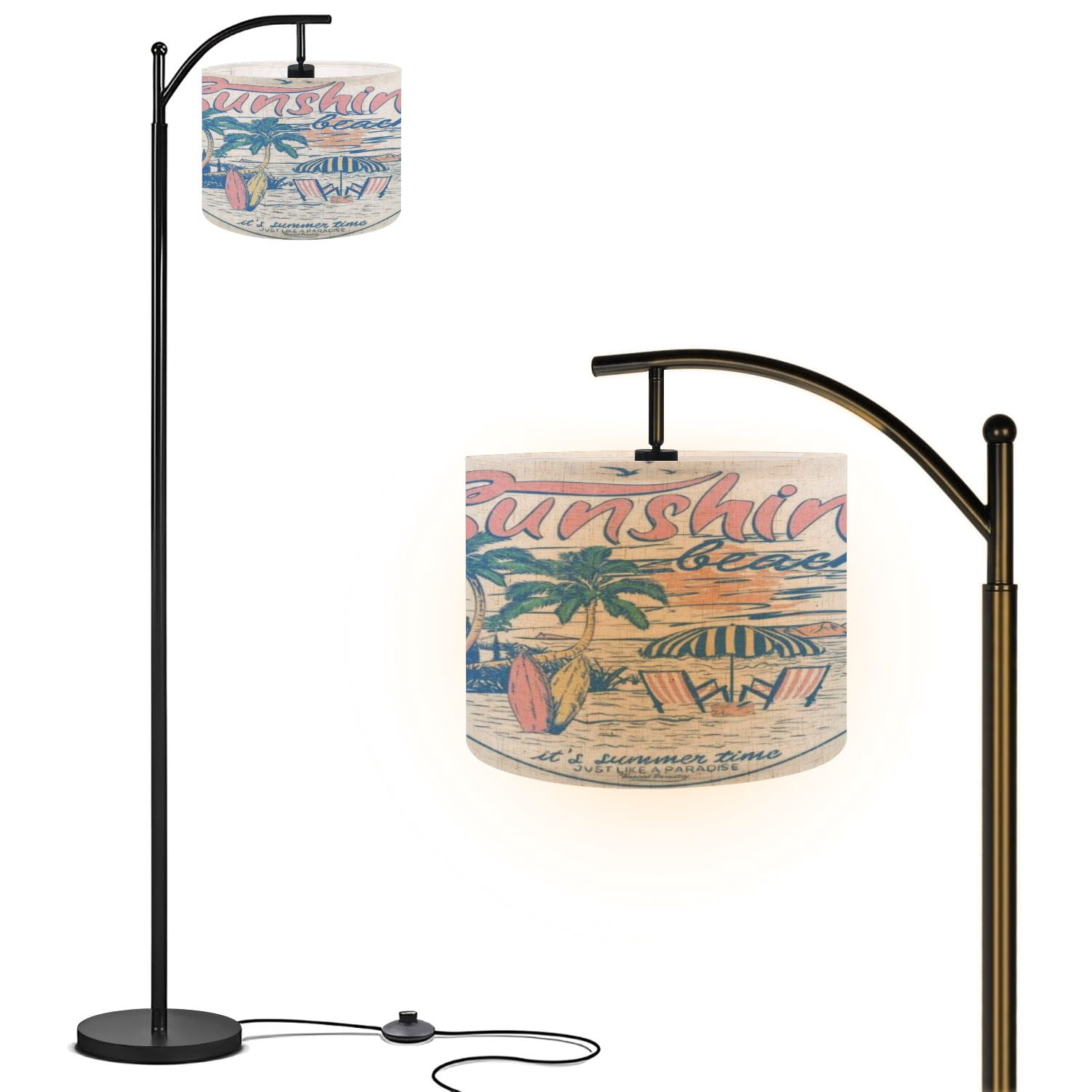 Arc Floor Lamp with Remote, Dimmable Bulb, Art Deco Arched Floor lamp ...