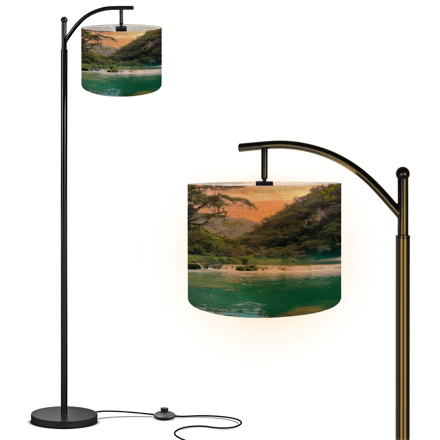 Arc Floor Lamp with Remote, Dimmable Bulb, Art Deco Arched Floor lamp ...
