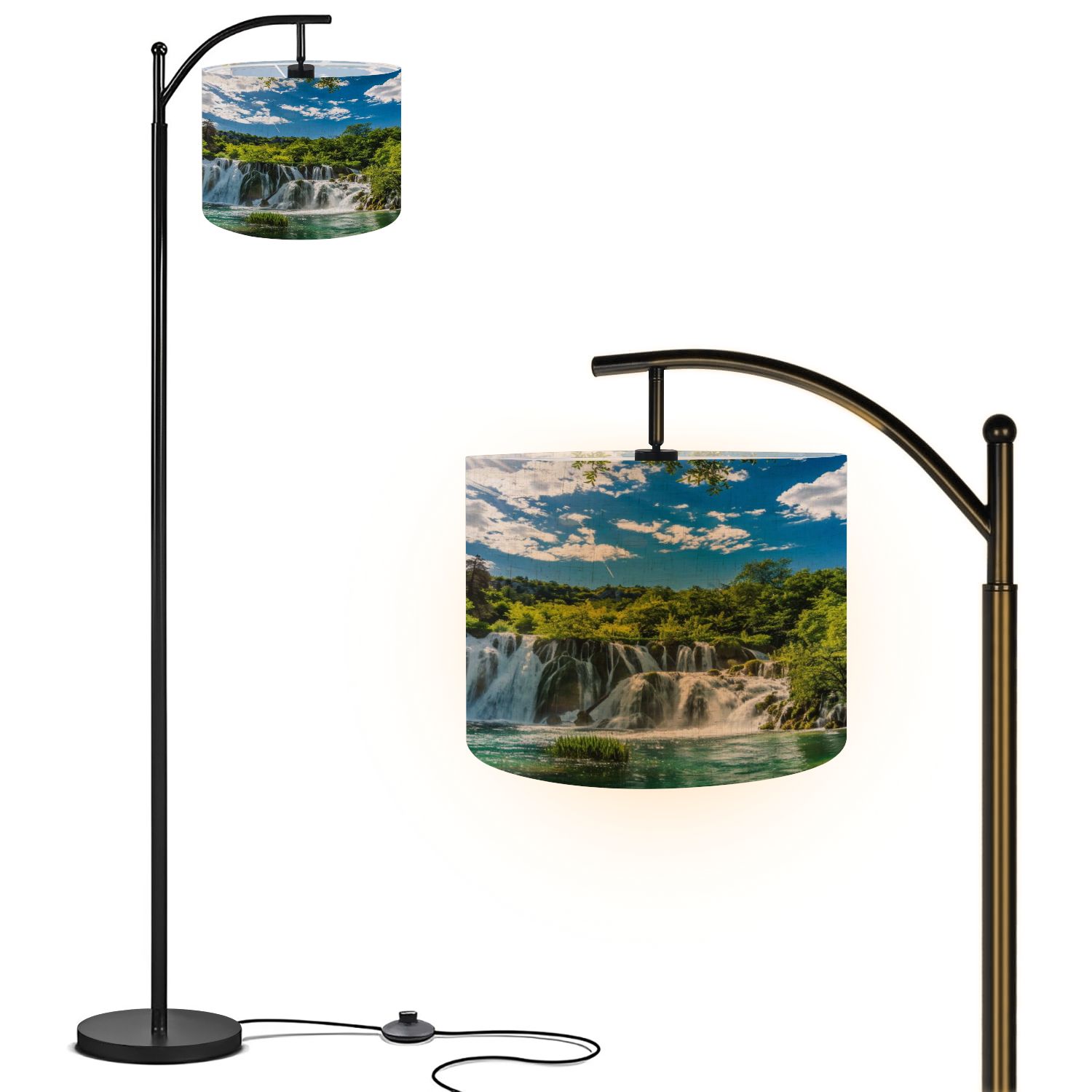 Arc Floor Lamp with Remote, Dimmable Bulb, Art Deco Arched Floor lamp ...