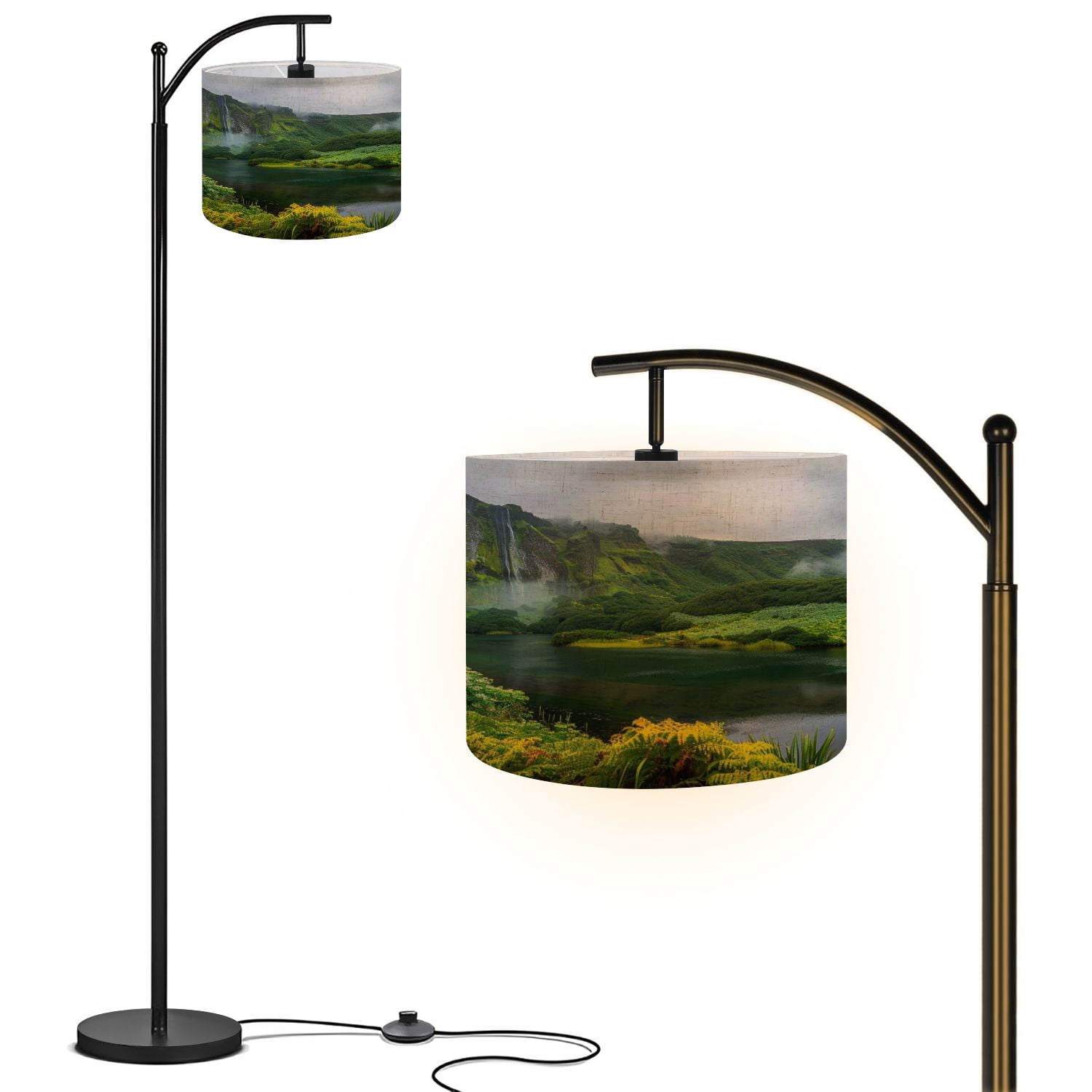 Arc Floor Lamp with Remote, Dimmable Bulb, Art Deco Arched Floor lamp ...