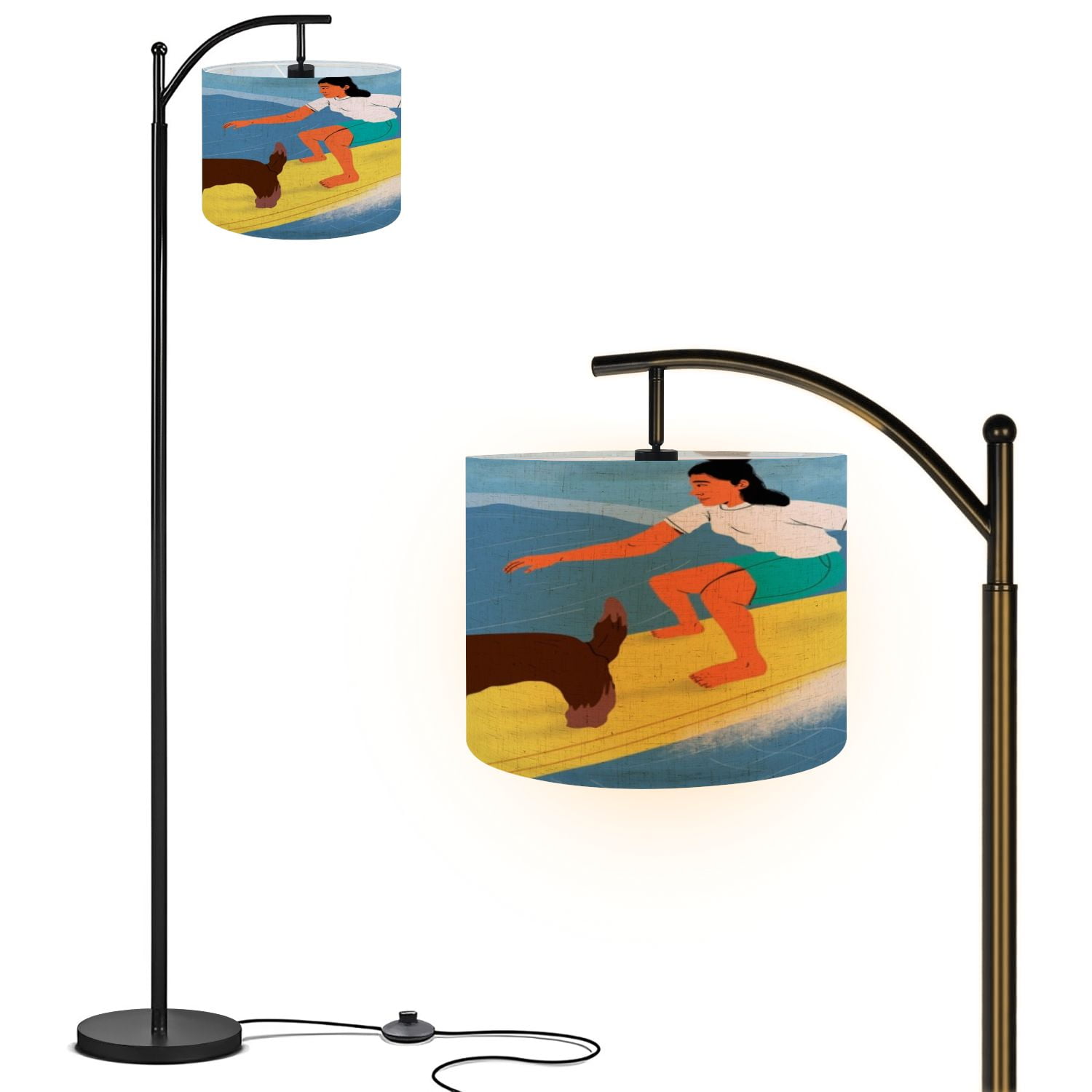 Arc Floor Lamp with Remote, Dimmable Bulb, Art Deco Arched Floor lamp ...