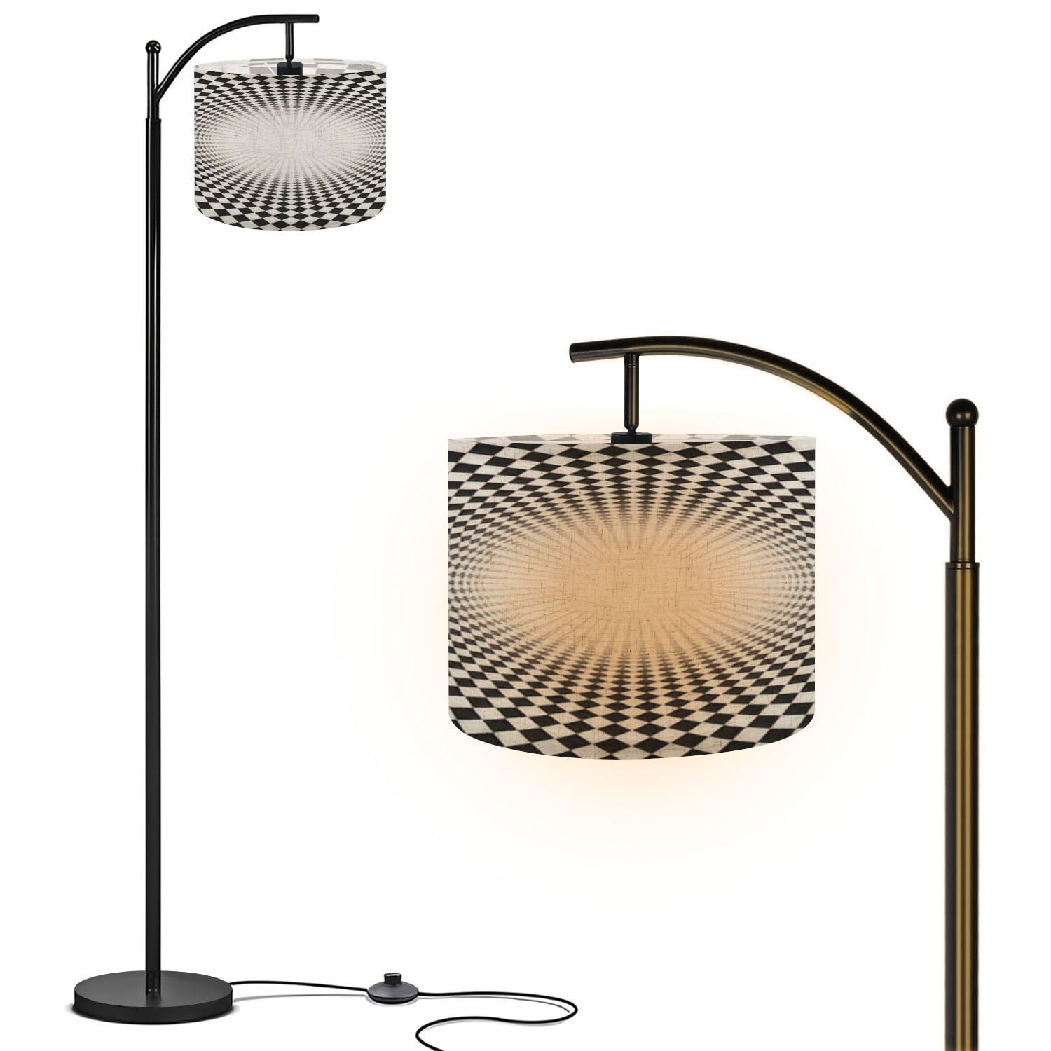 Arc Floor Lamp with Remote, Dimmable Bulb, Art Deco Arched Floor lamp ...