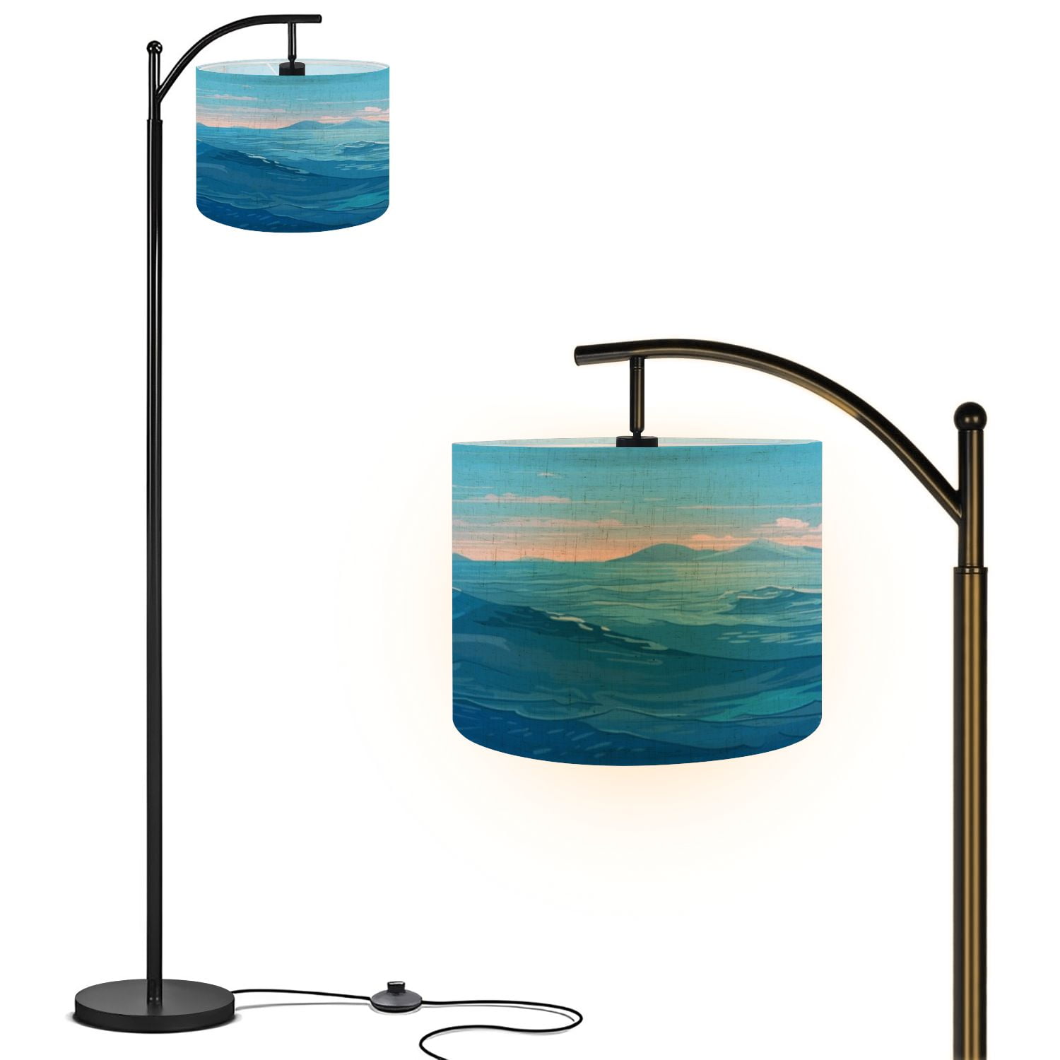 Arc Floor Lamp with Remote, Dimmable Bulb, Art Deco Arched Floor lamp ...