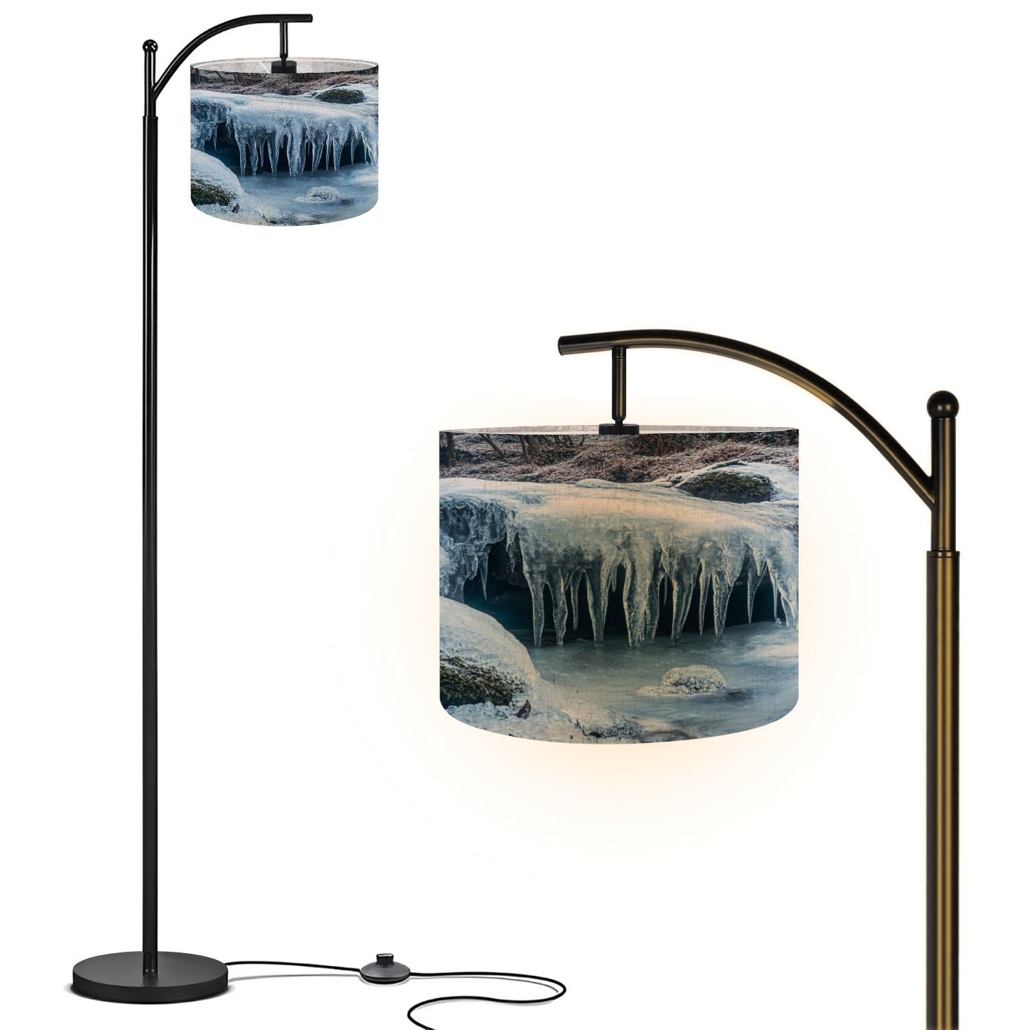 Arc Floor Lamp with Remote, Dimmable Bulb, Art Deco Arched Floor lamp ...