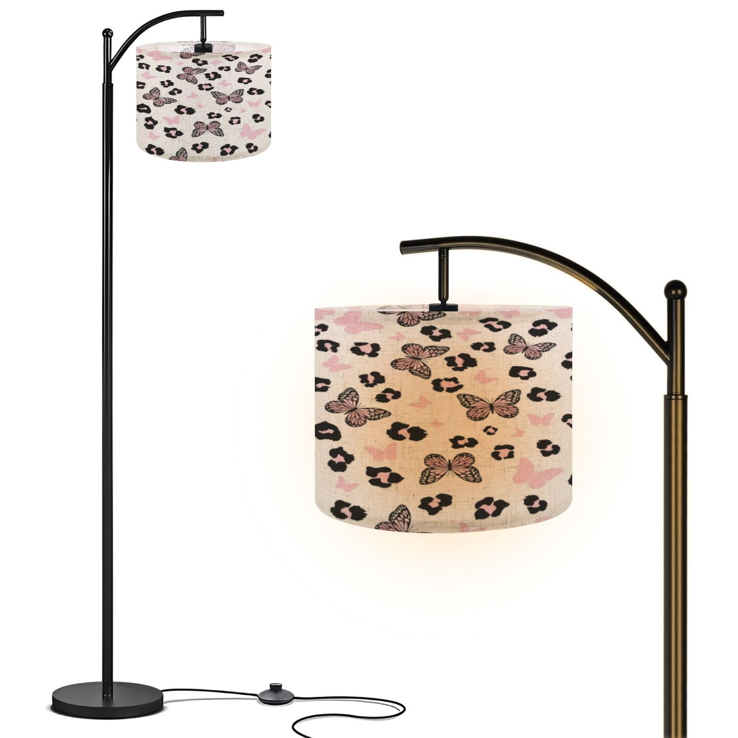 Arc Floor Lamp with Remote, Dimmable Bulb, Art Deco Arched Floor lamp ...