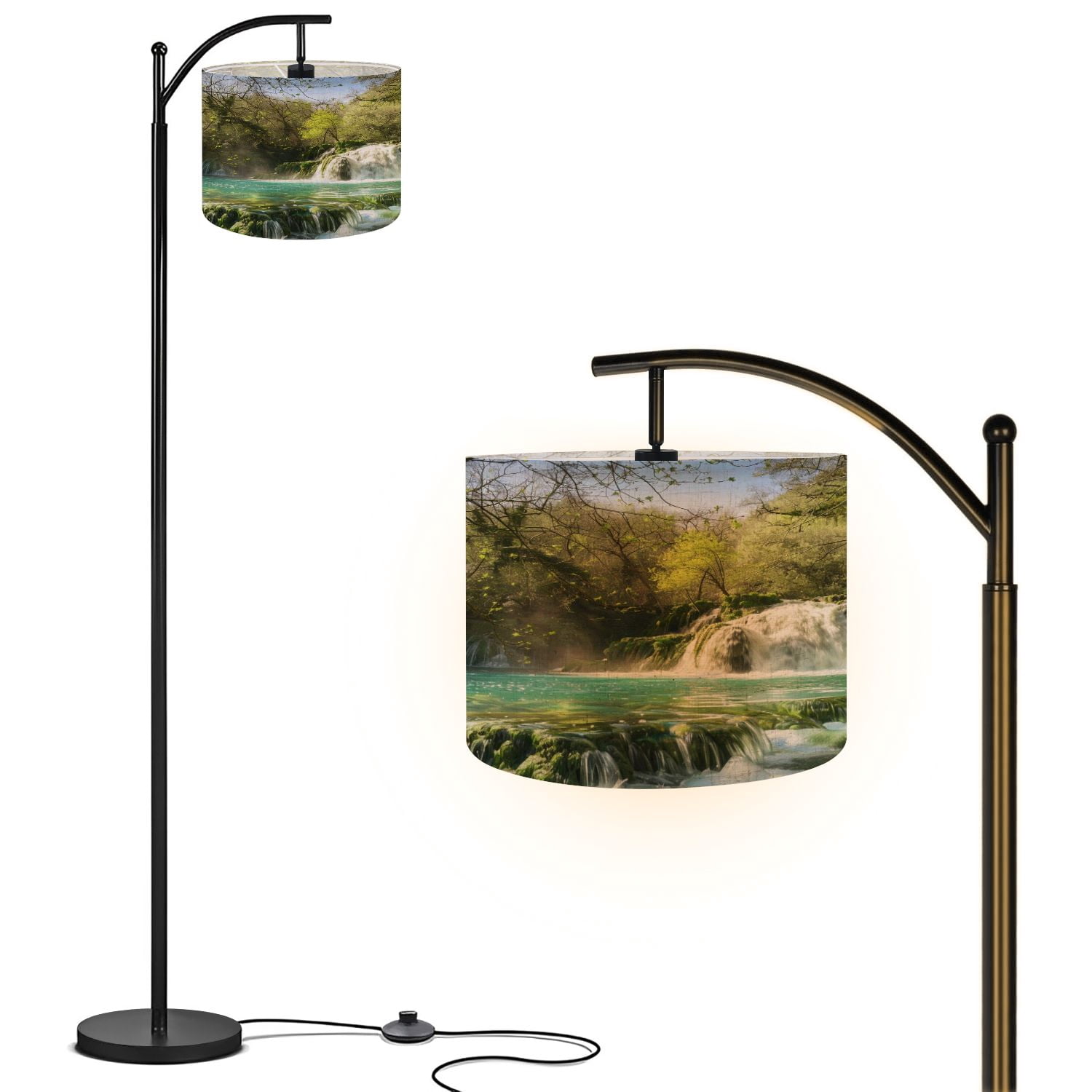 Arc Floor Lamp with Remote, Dimmable Bulb, Art Deco Arched Floor lamp ...