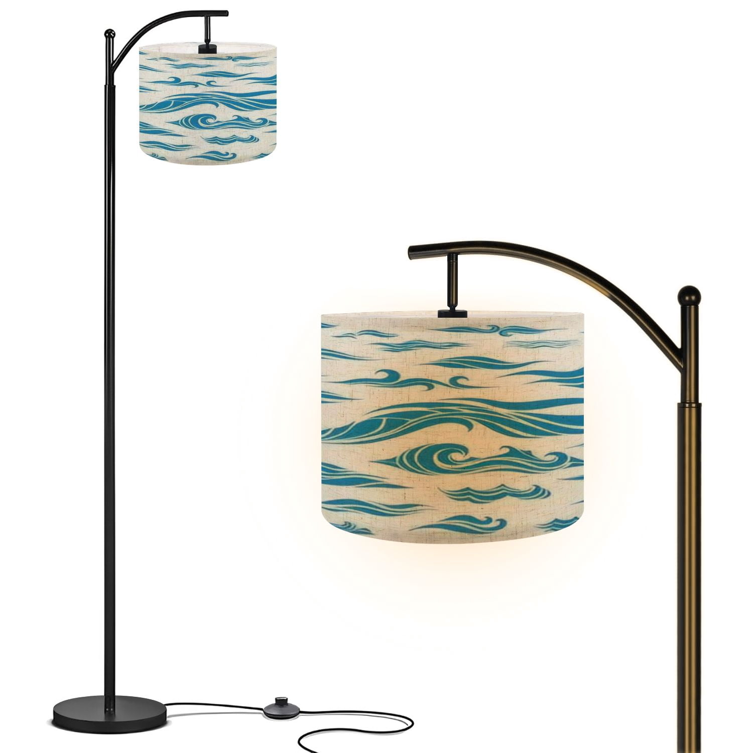 Arc Floor Lamp with Remote, Dimmable Bulb, Art Deco Arched Floor lamp ...