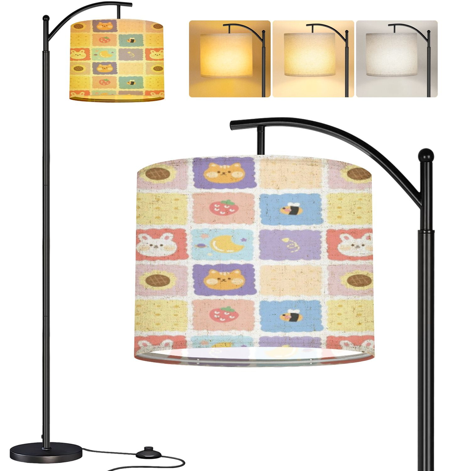 Arc Floor Lamp Repeat Seamless cute animal colorful rectangular white ...