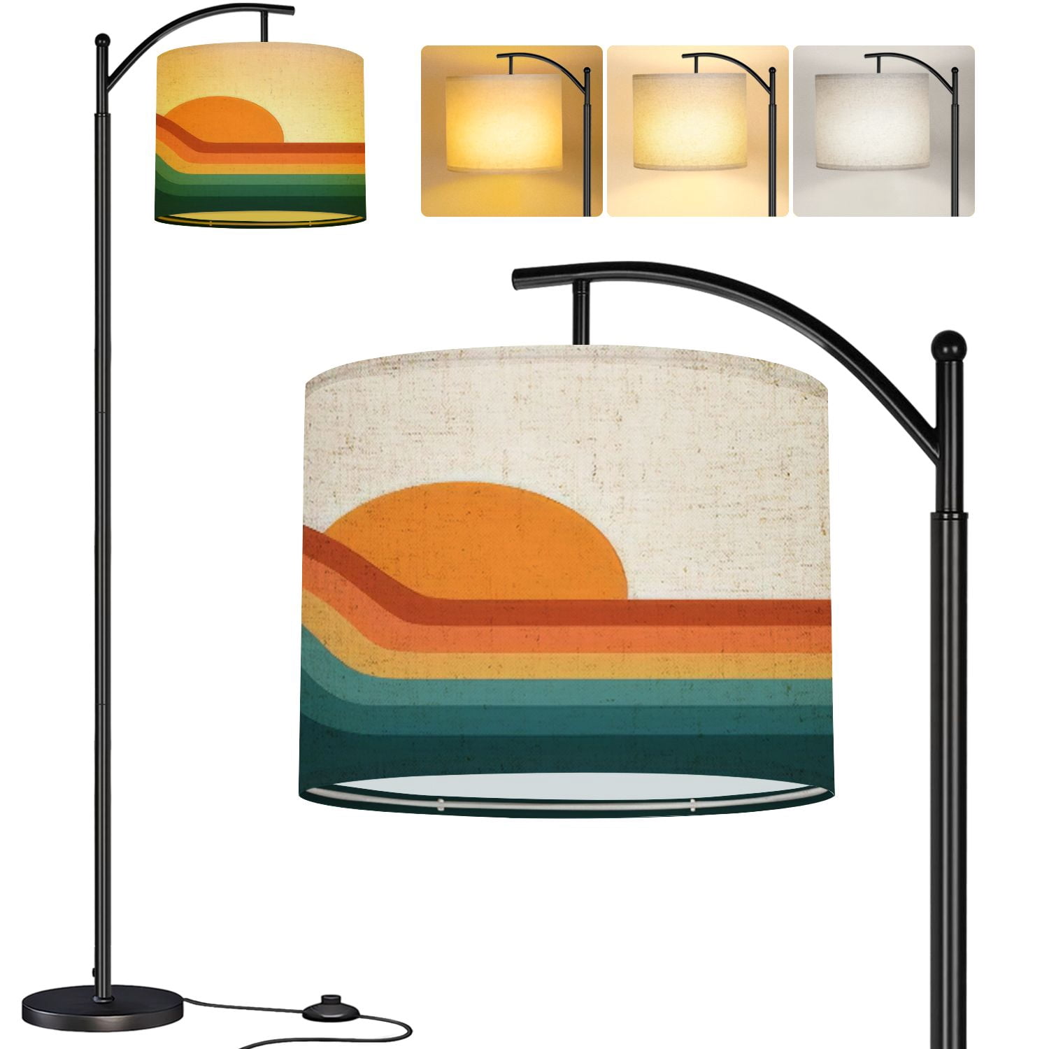 Arc Floor Lamp Retro 70s sunset abstract rainbow stripe wave groovy ...