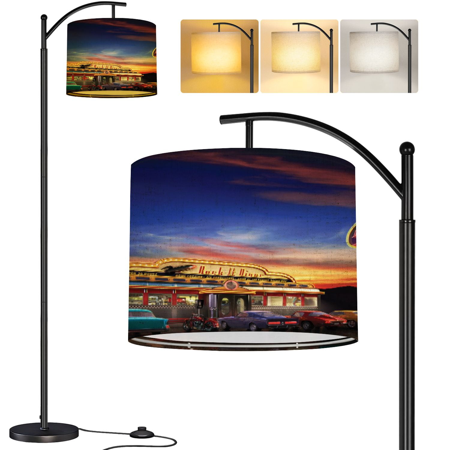 Arc Floor Lamp Retro American diner dusk Tall Modern Standing Lamp LED ...
