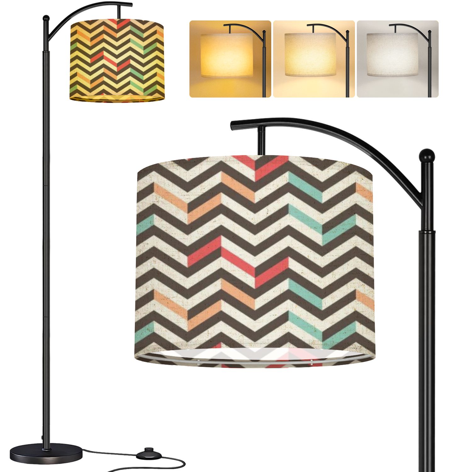 Arc Floor Lamp Retro Mod Seamless Irregular red blue orange cream ...