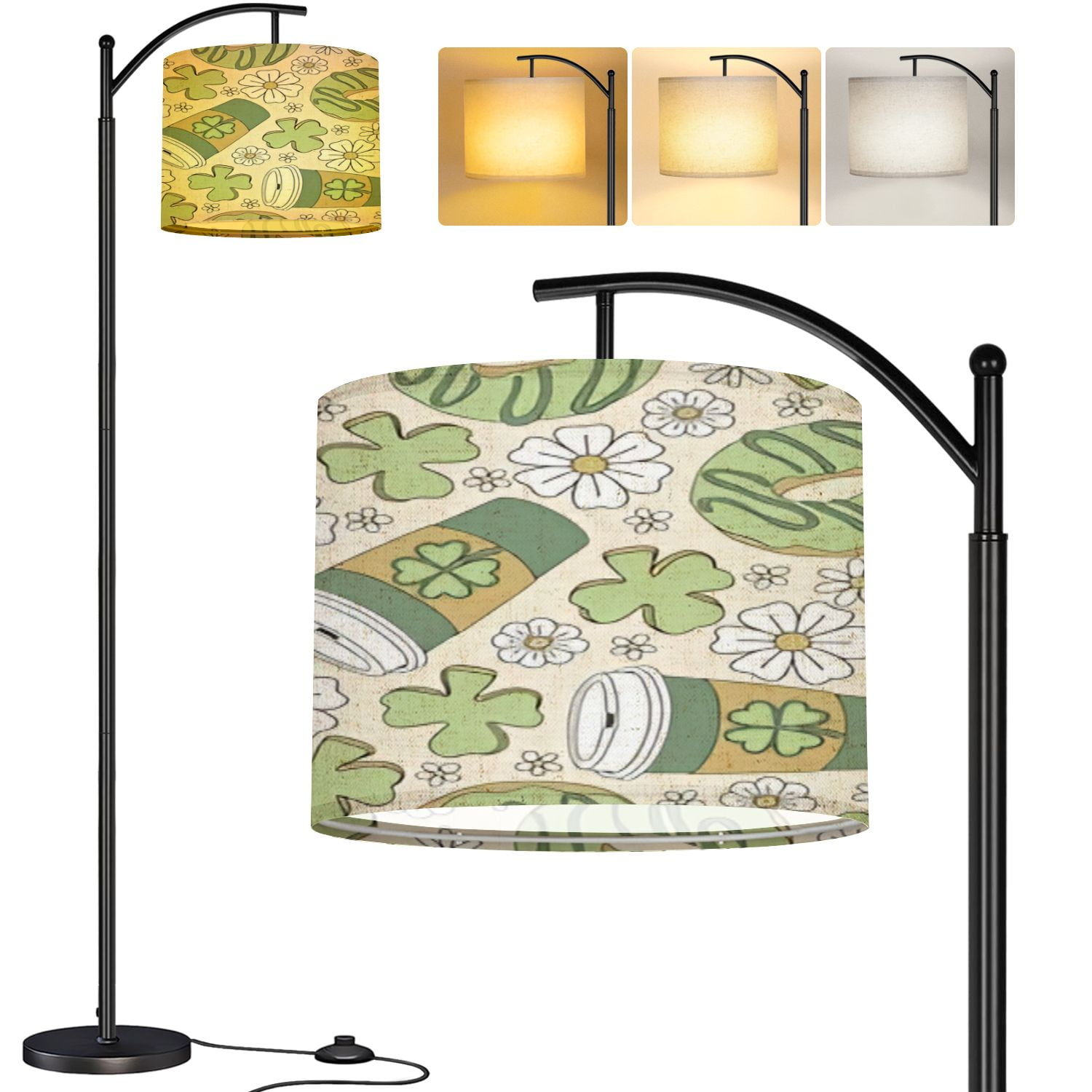 Arc Floor Lamp Retro St green snack coffee donut cookies seamless ...