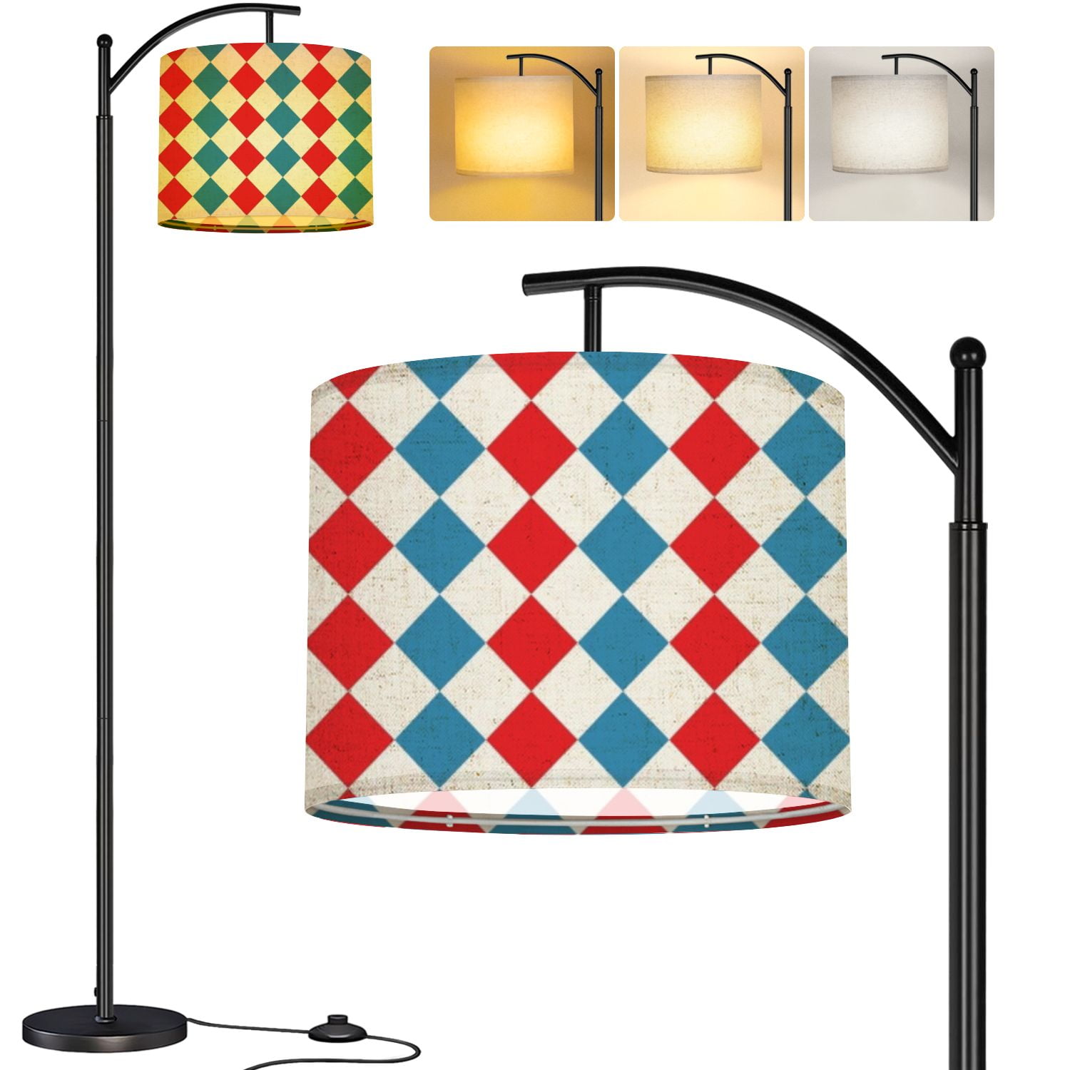 Arc Floor Lamp Retro harlequin seamless pattern Geometric checkerboard ...