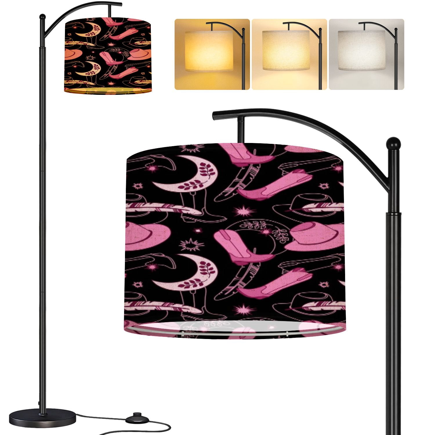 Arc Floor Lamp Retro seamless pattern different cowgirl details boots ...