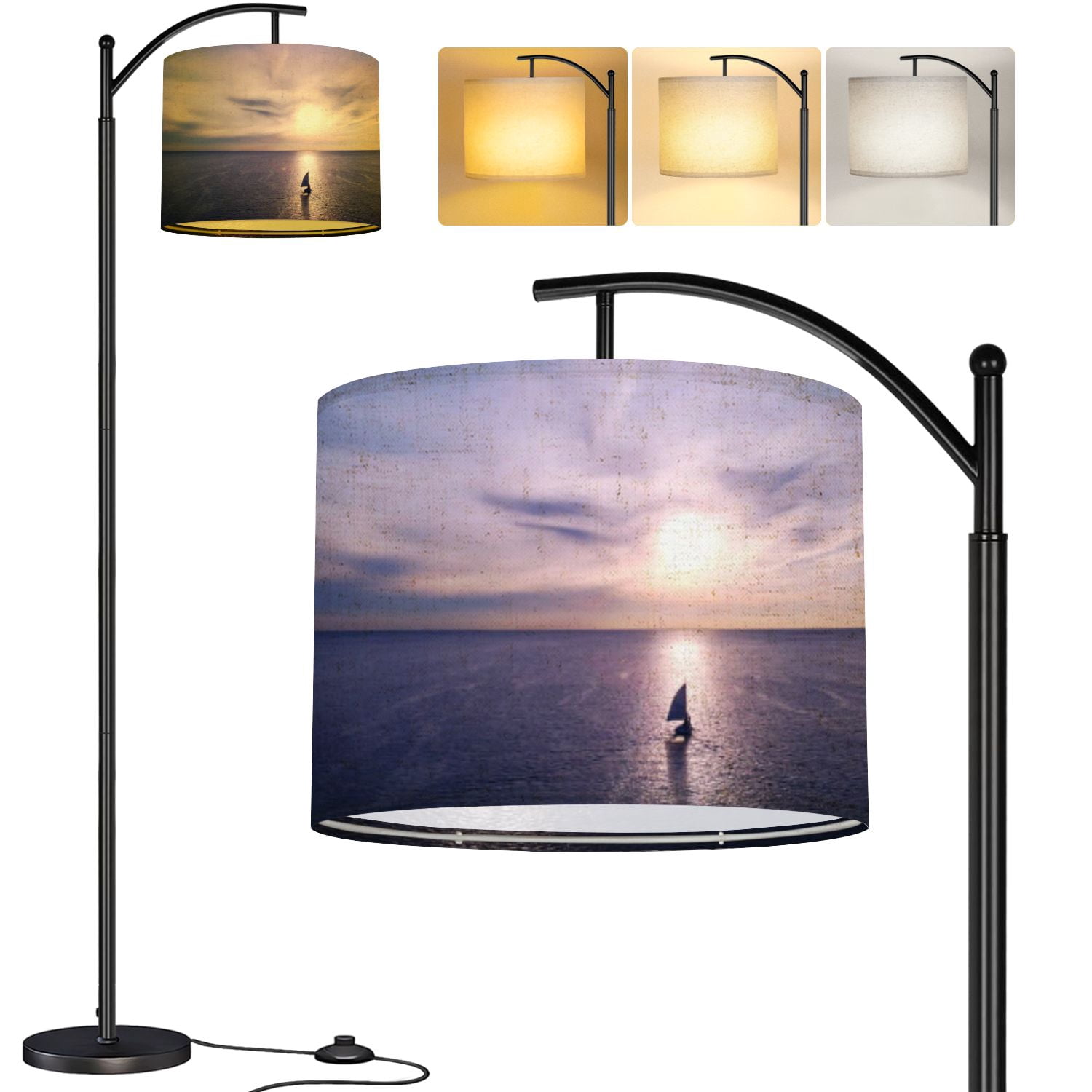 Arc Floor Lamp Romantic frame yacht floating away into distance towards ...