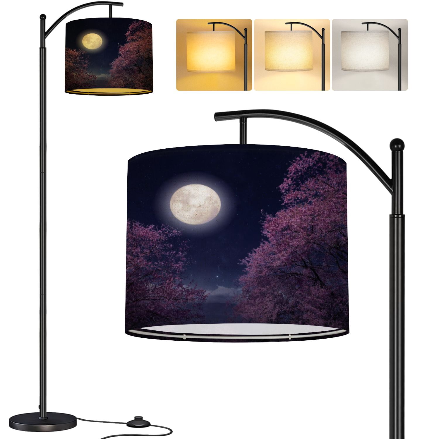 Arc Floor Lamp Romantic night scene Beautiful cherry blossom flowers ...