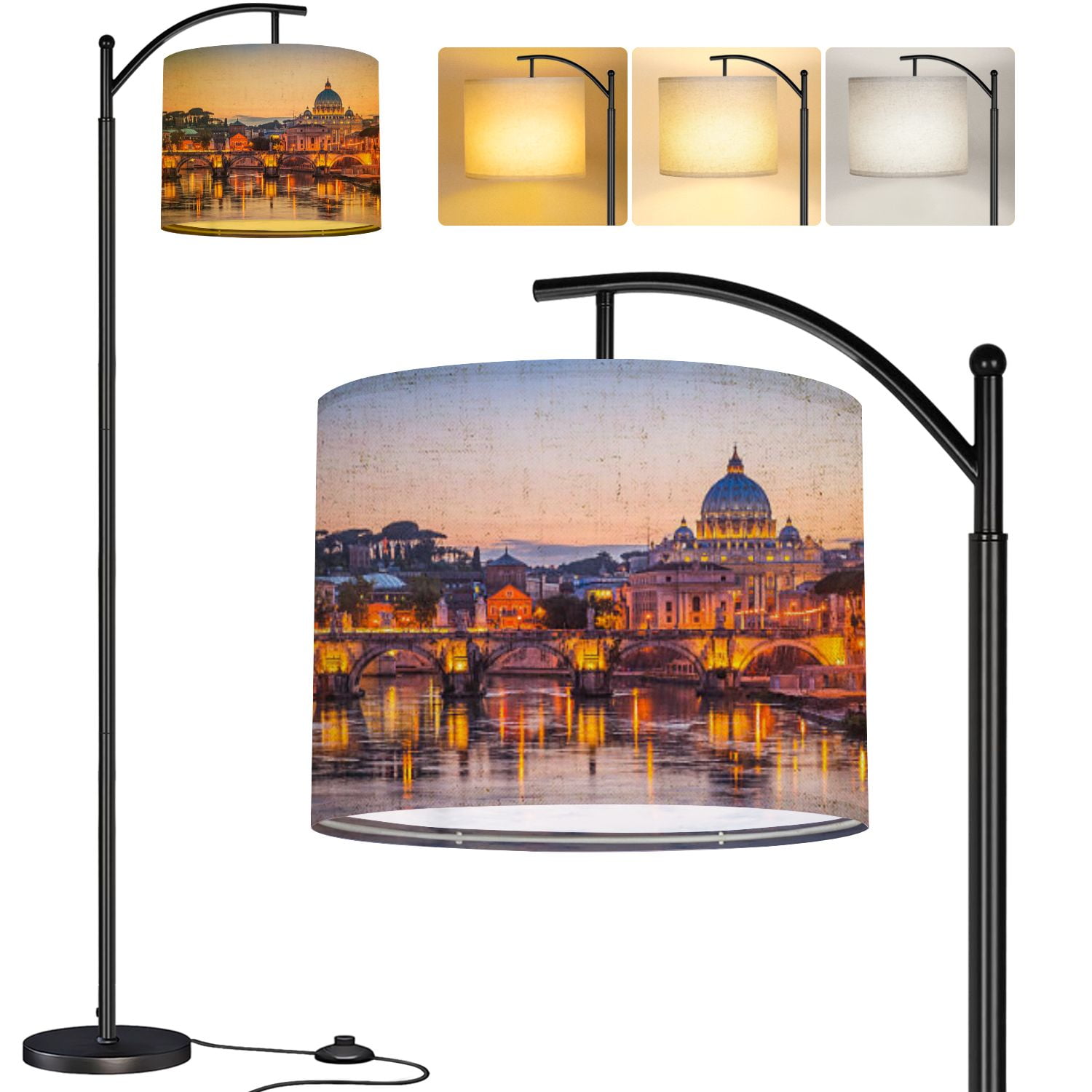 Arc Floor Lamp Rome sunset Tiber St Peters Basilica Vatican Italy Tall ...