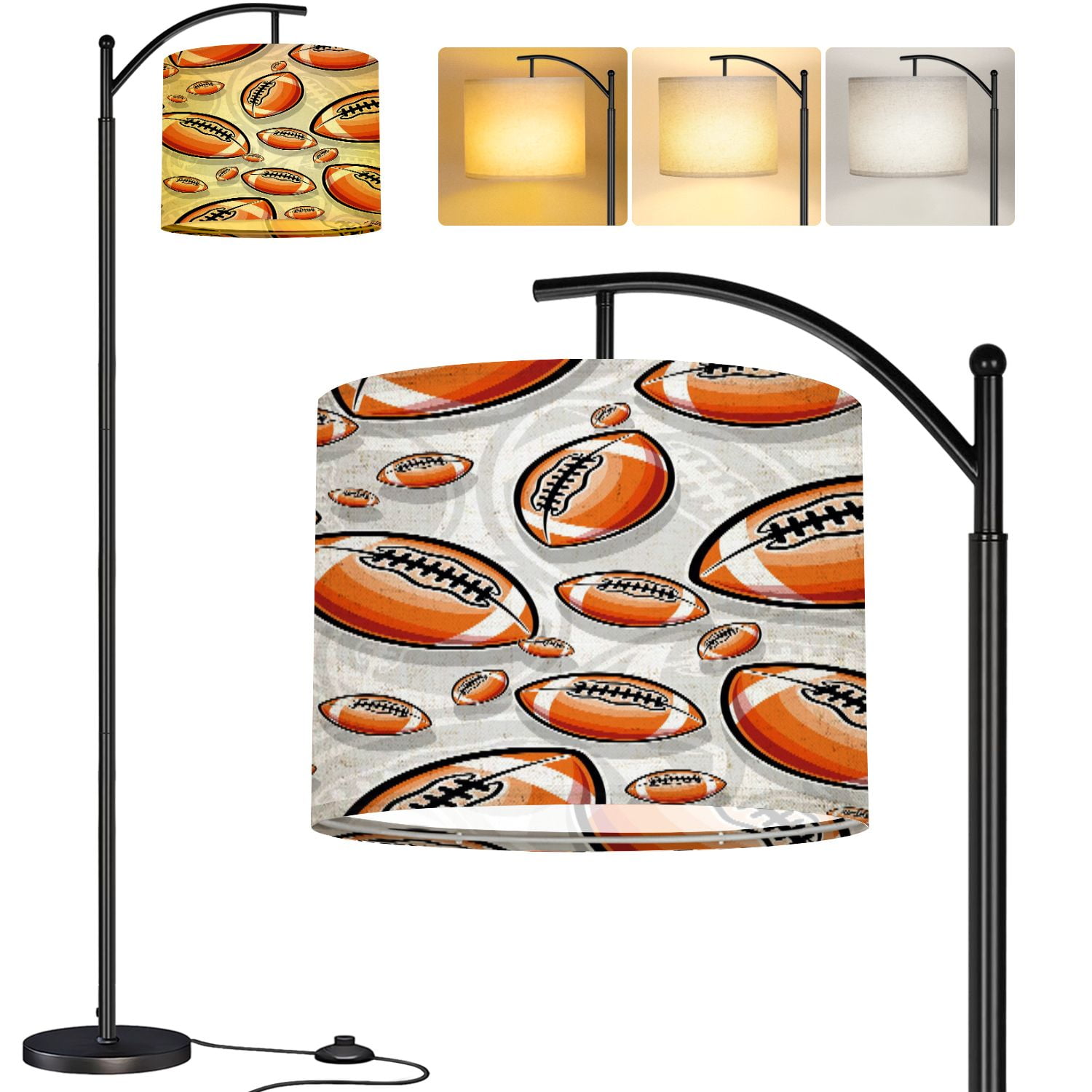 Arc Floor Lamp Rugby balls American football seamless pattern Tall ...
