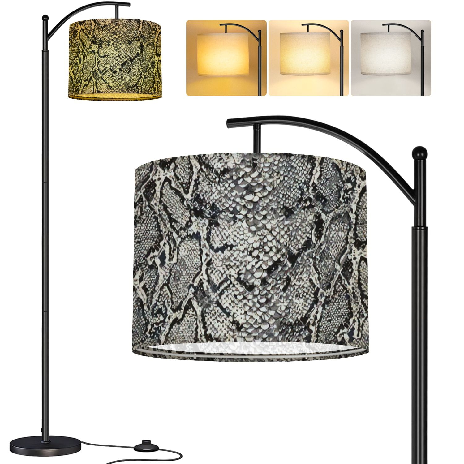 Arc Floor Lamp SEAMLESS SNAKE PYTHON TEXTILE PATTERN Tall Modern ...