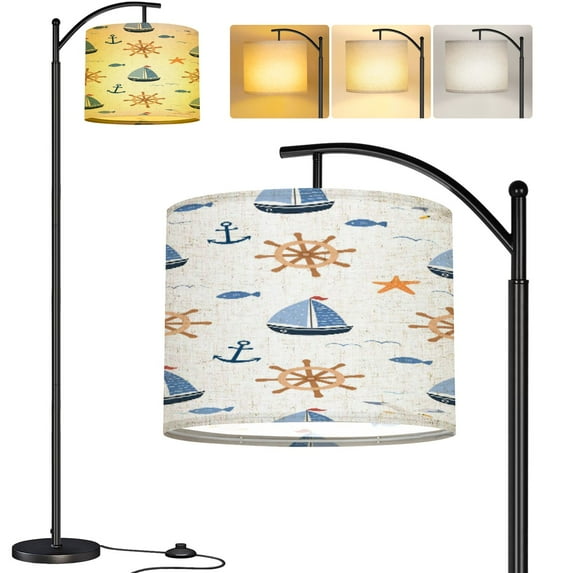 Arc Floor Lamp Sailboats Nautical Anchors Ship Wheels Seagulls Fish ...