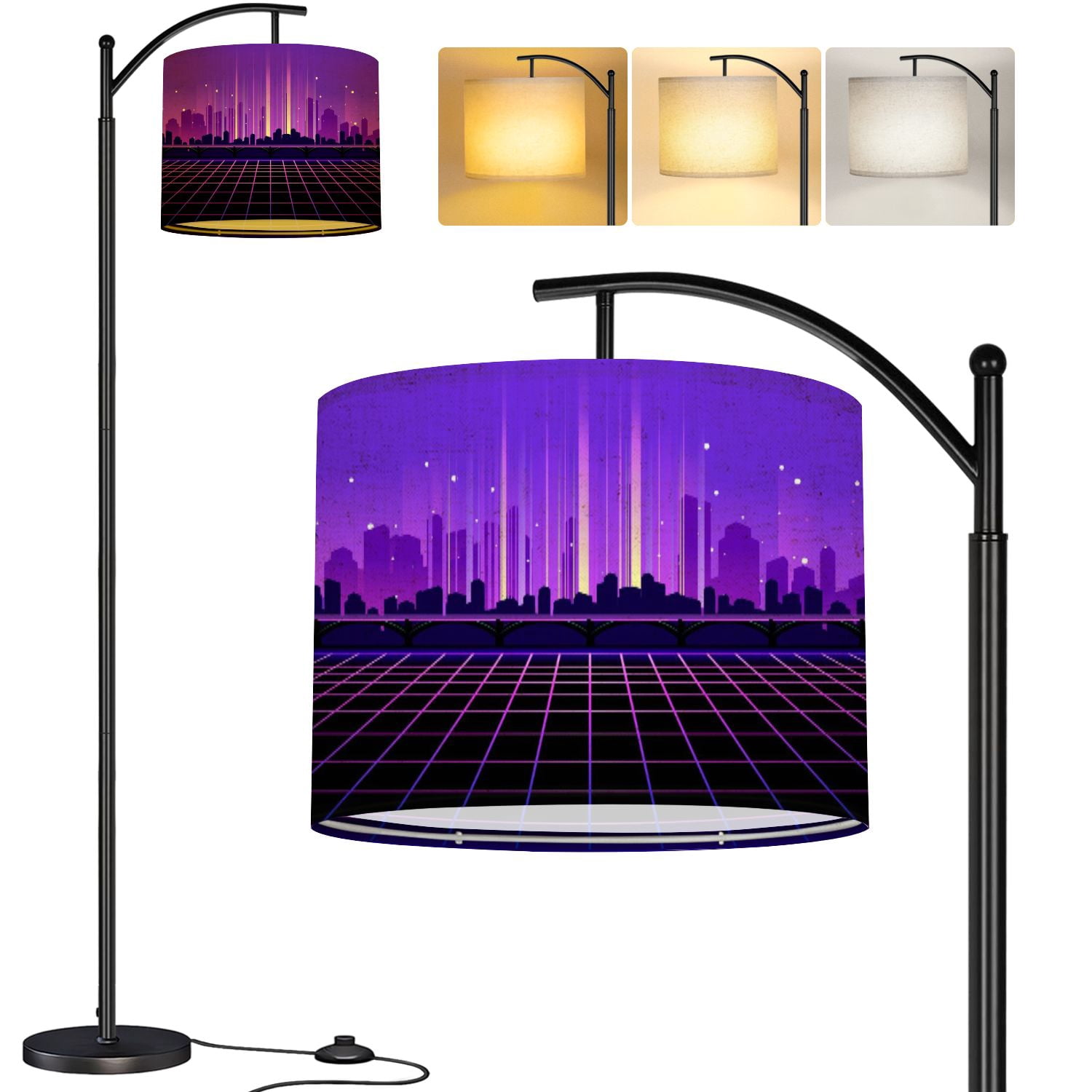 Arc Floor Lamp Sci fi Night City Skyline style retro waves 80s Tall ...