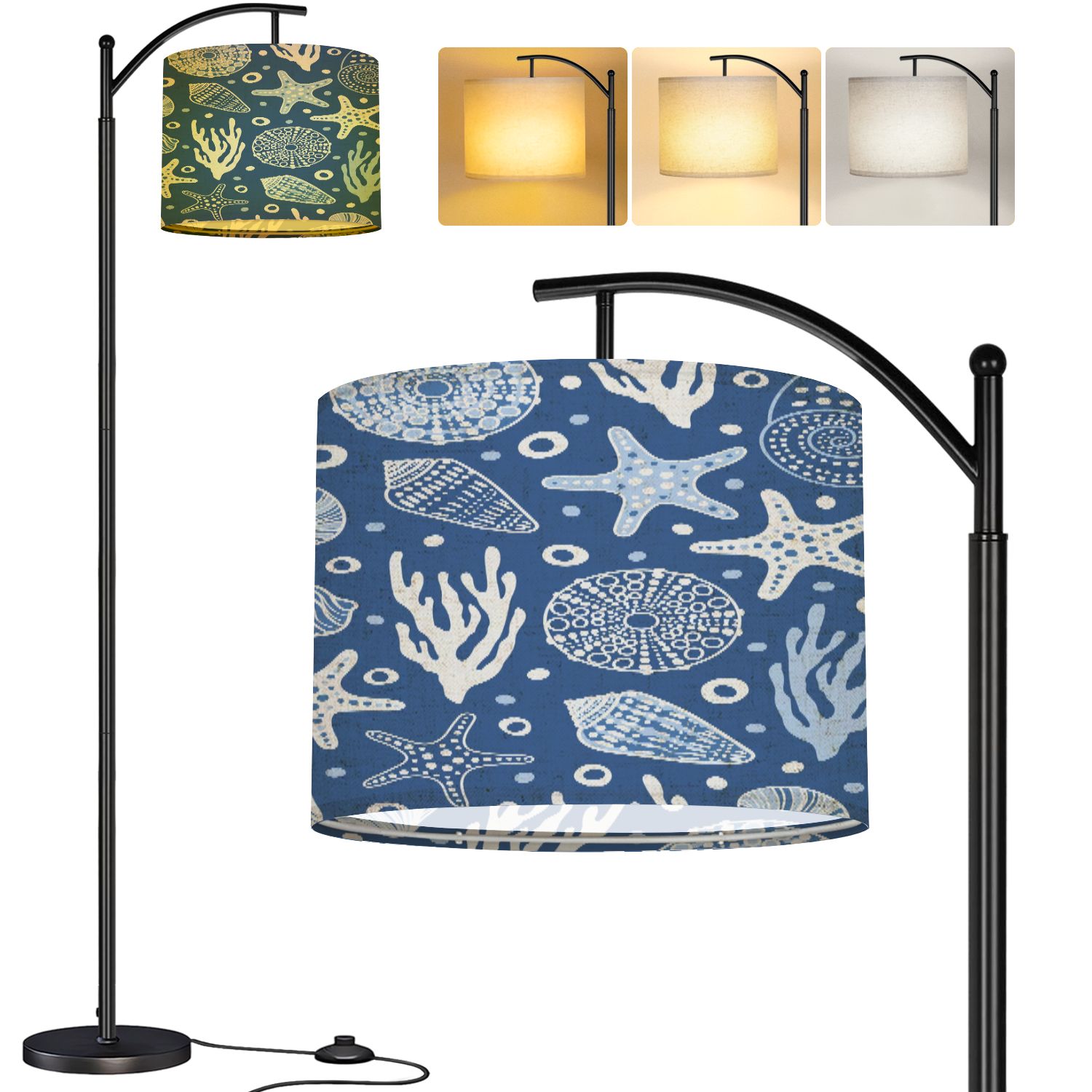 Arc Floor Lamp Sea bottom seamless pattern Summer beach hand drawn ...