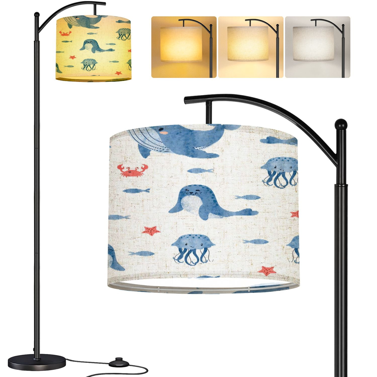 Arc Floor Lamp Sea childish pattern cute marine animals whale seal ...