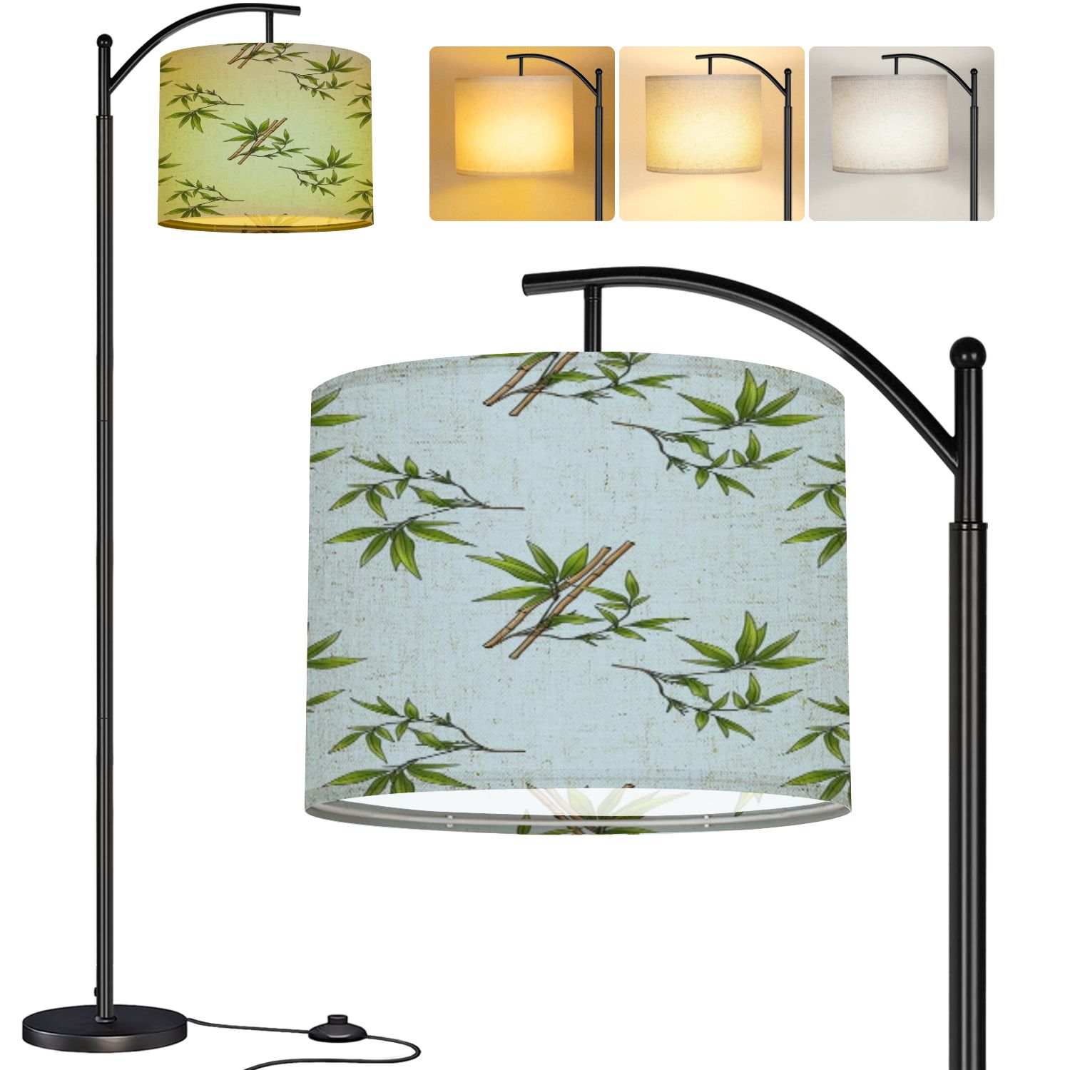 Arc Floor Lamp Seamless Bamboo Pattern Sticks Bamboo Leaves Small ...