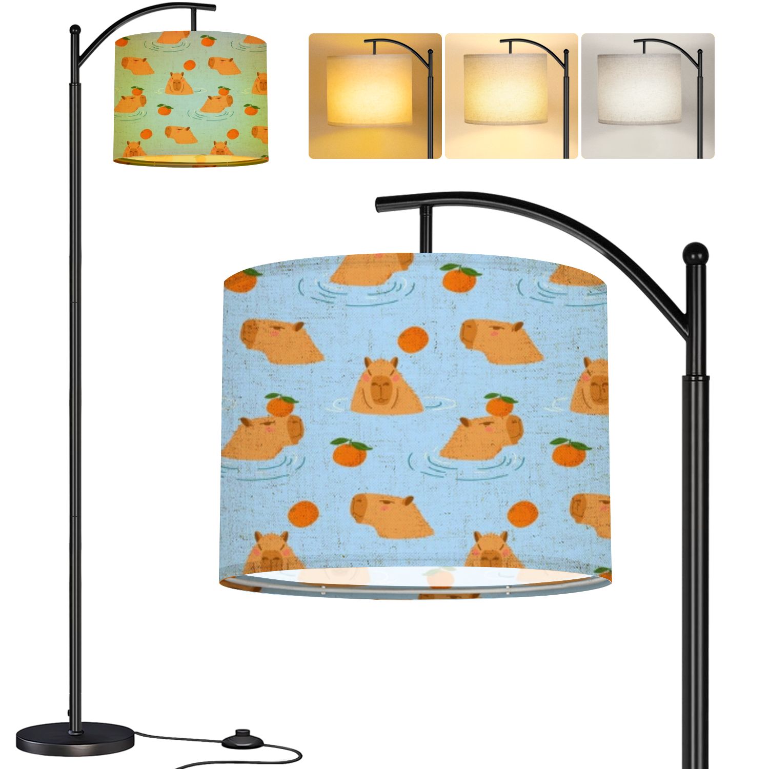 Arc Floor Lamp Seamless Capybara pattern Capybara swimming pond Animal ...